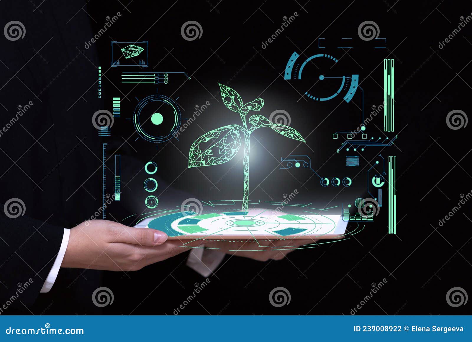 Biotechnology Concept, Plant Research with Modern Digital Gadgets ...