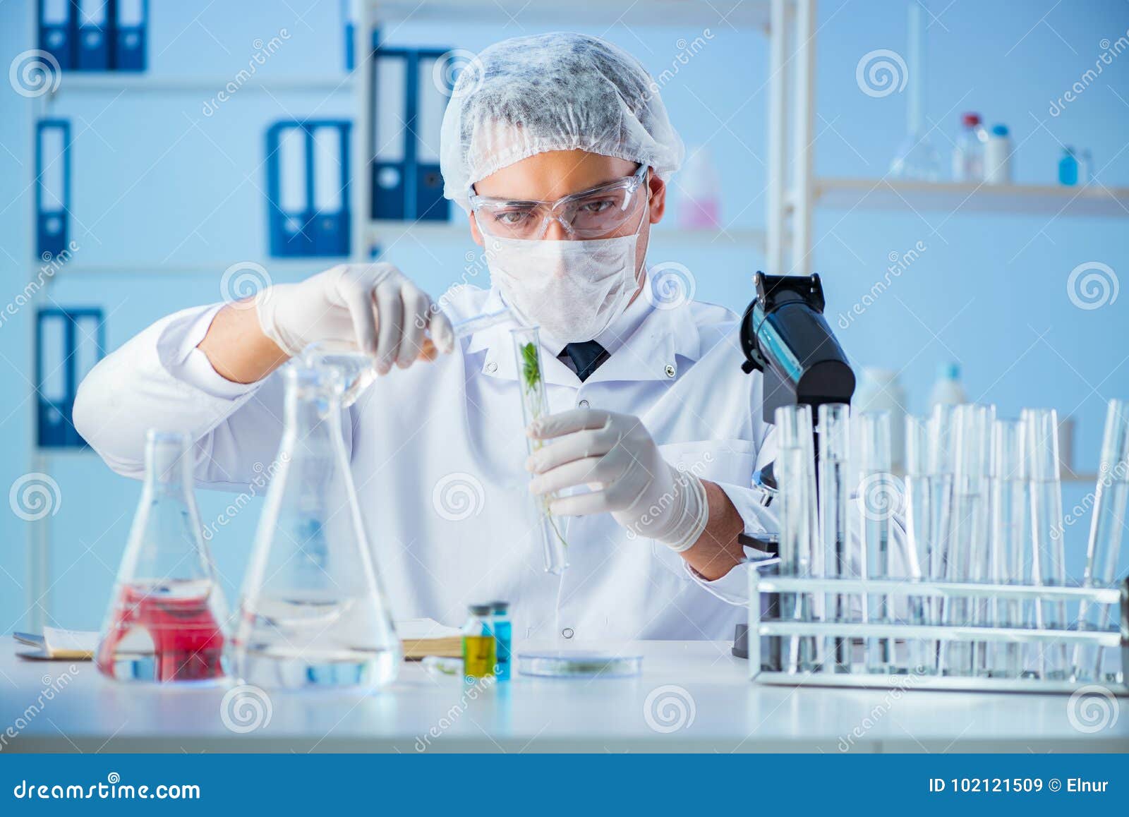 The Biotechnology Concept with Scientist in Lab Stock Image - Image of ...