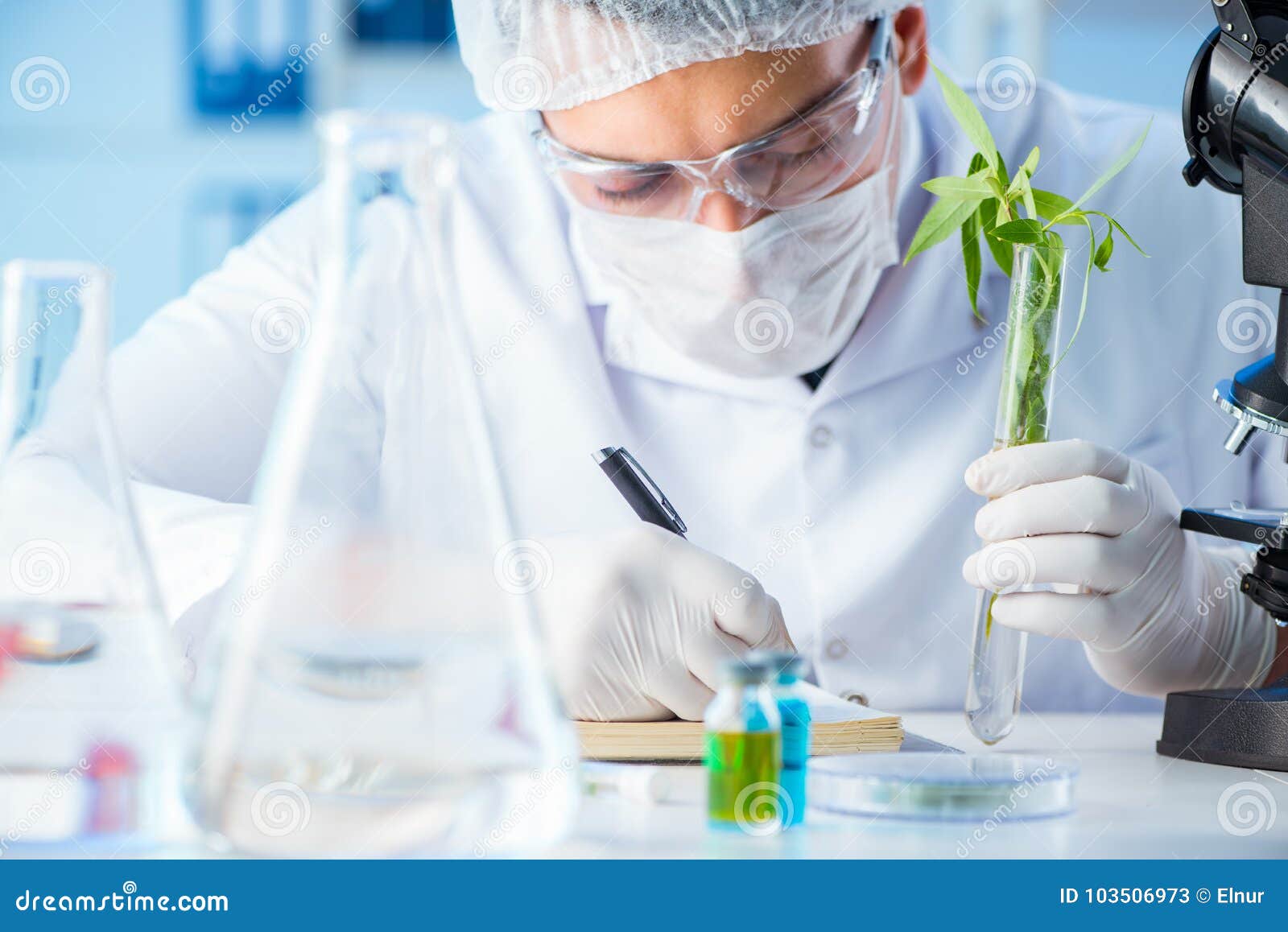 The Biotechnology Concept with Scientist in Lab Stock Image - Image of ...