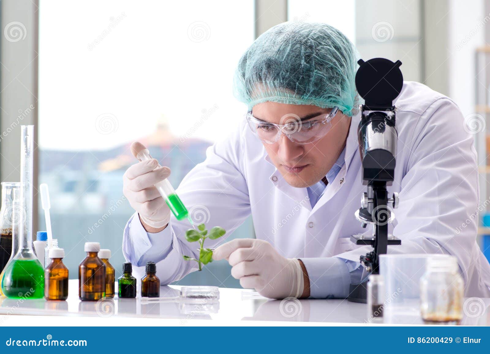 The Biotechnology Concept with Scientist in Lab Stock Image - Image of ...