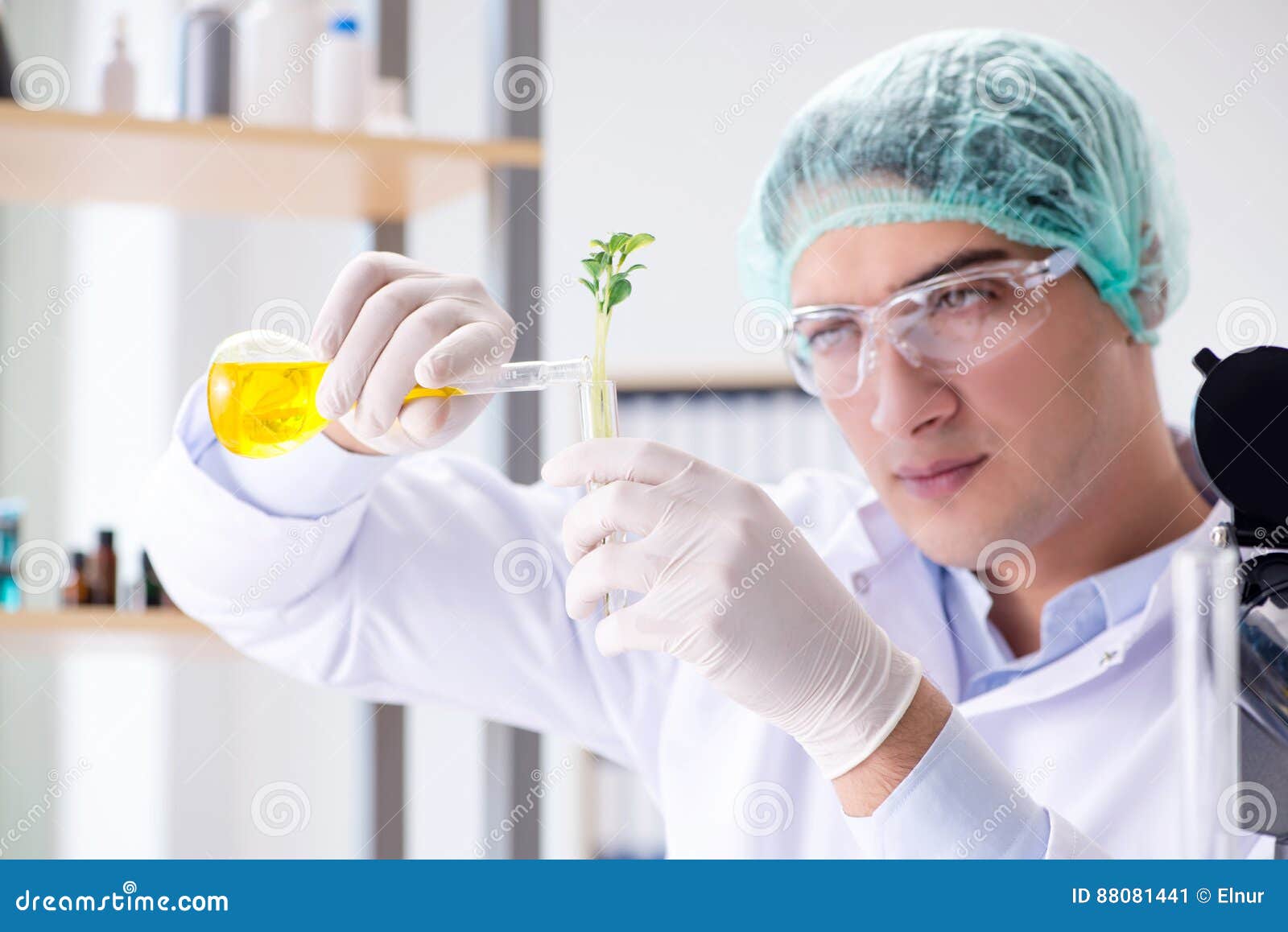 The Biotechnology Concept with Scientist in Lab Stock Image - Image of ...