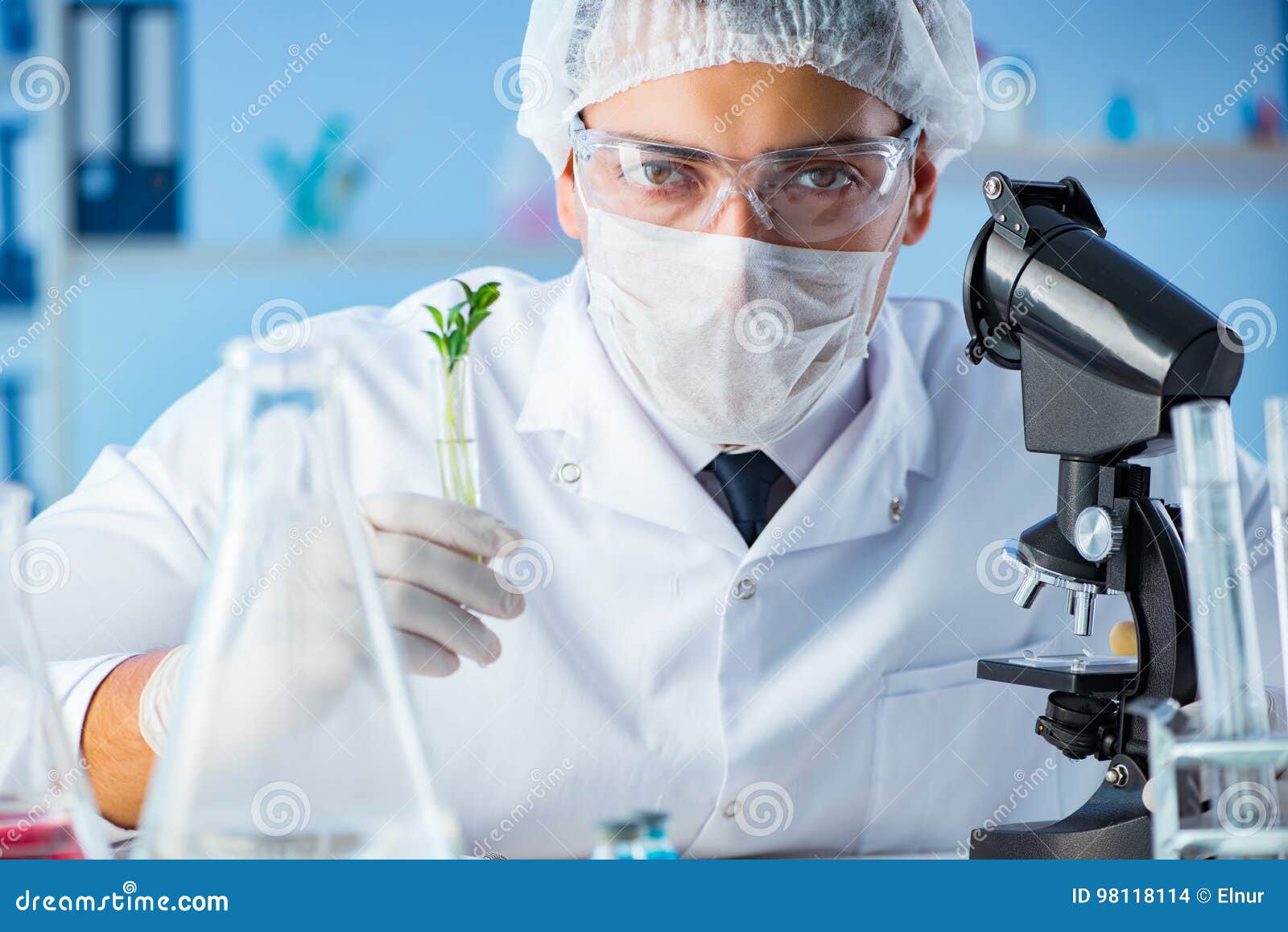 The Biotechnology Concept with Scientist in Lab Stock Photo - Image of ...
