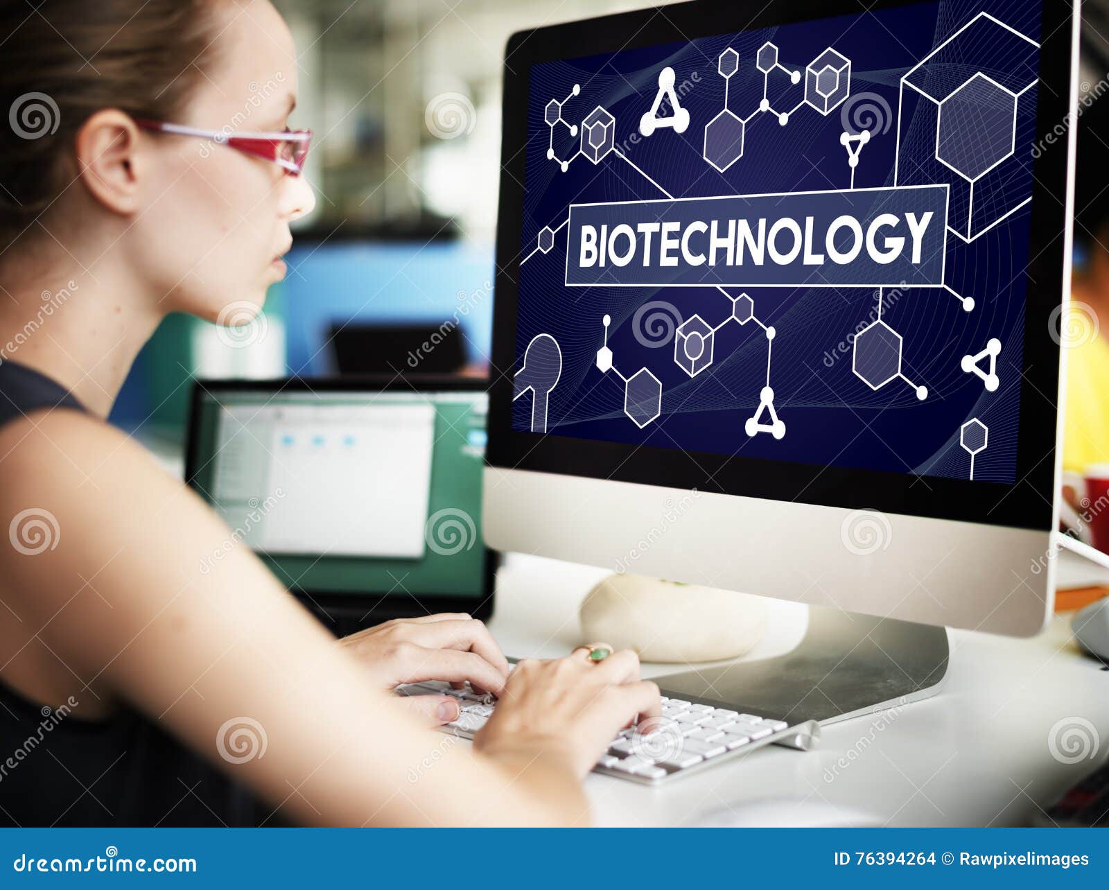 Biotechnology DNA Molecule Structure Animation With Particles, Can Be ...