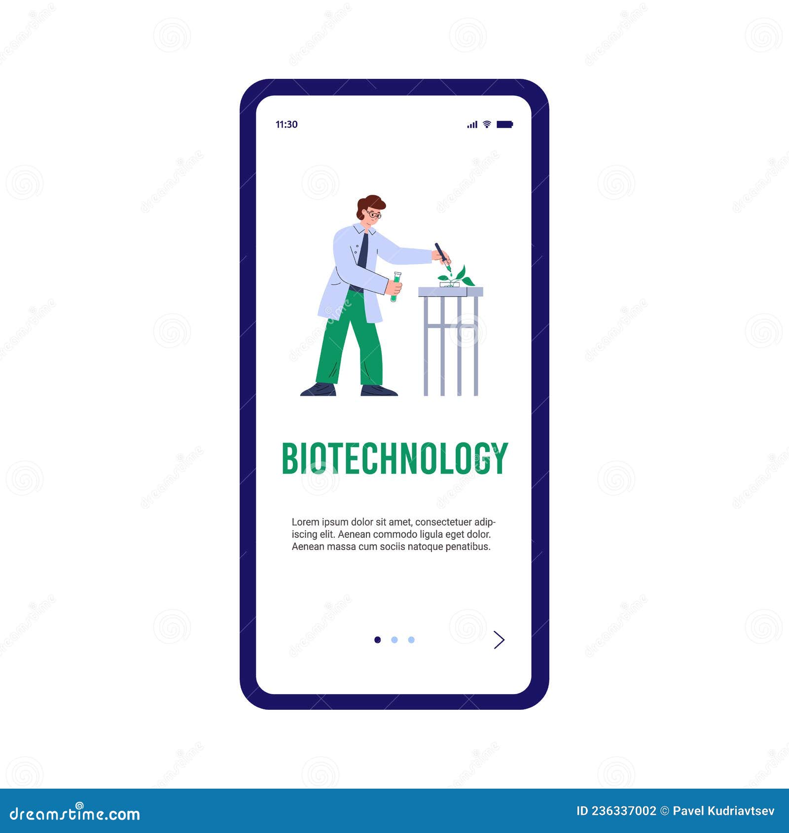 Biotechnology and Engineering Onboarding Screen, Flat Vector ...