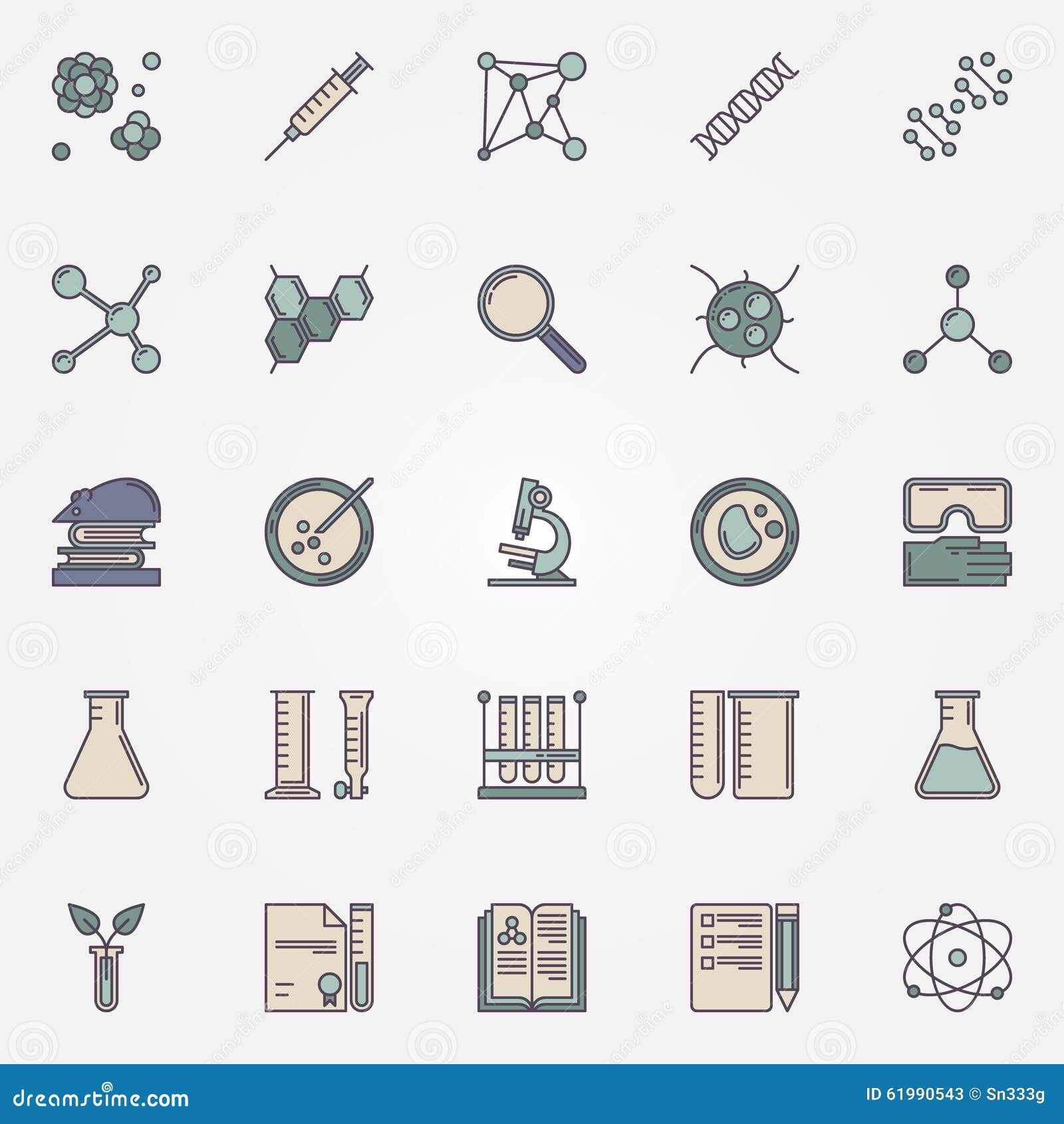 Biotechnology flat icons stock vector. Illustration of gene - 61990543