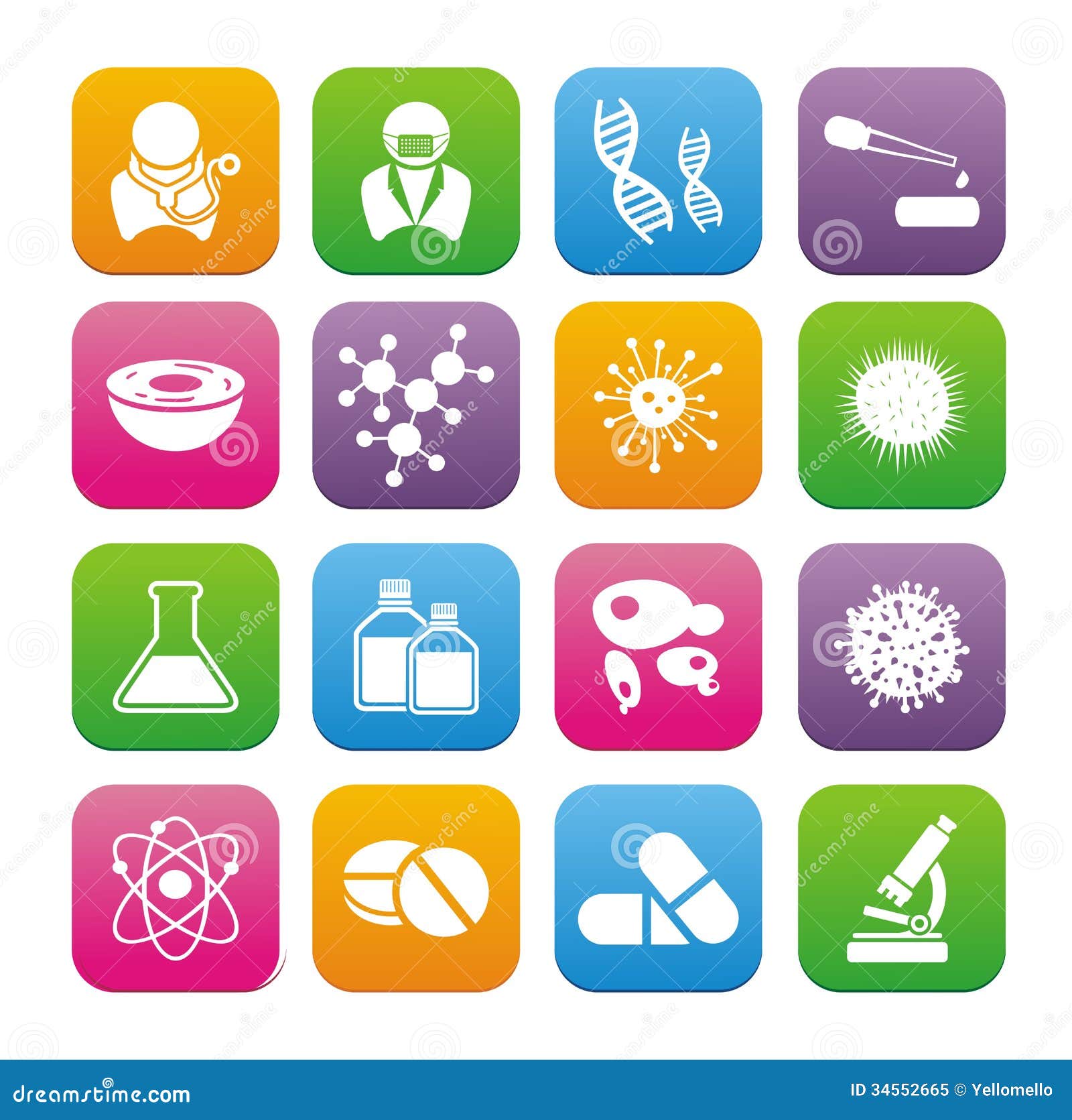 Biotechnology Flat Style Icon Sets Stock Illustration - Illustration of ...