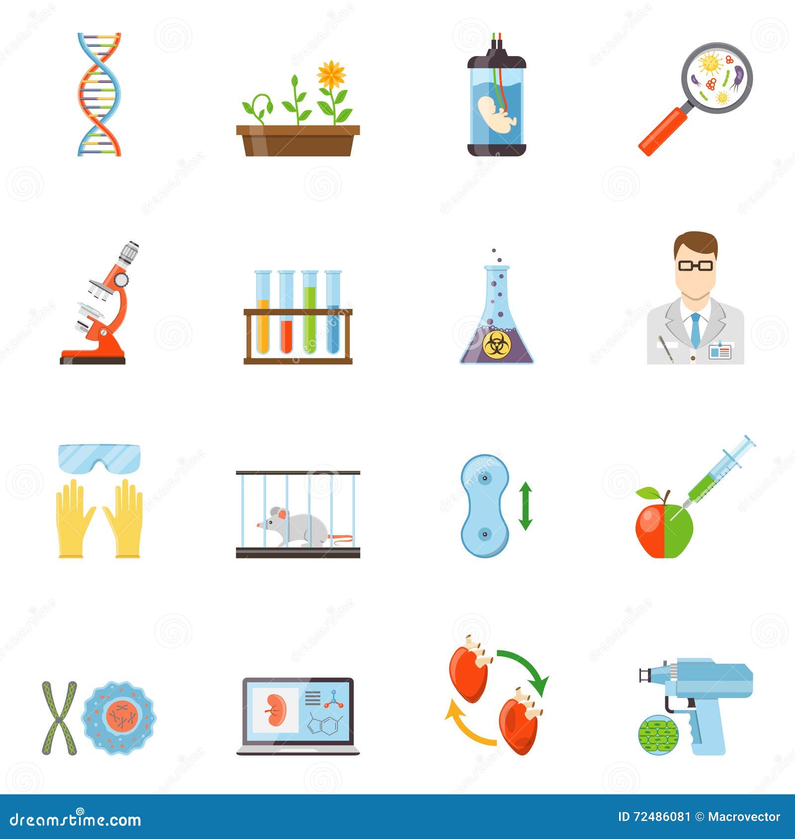 Biotechnology and Genetics Color Icons Stock Vector - Illustration of ...