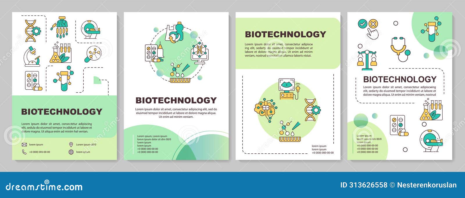 Biotechnology Green Circle Brochure Template Stock Illustration ...