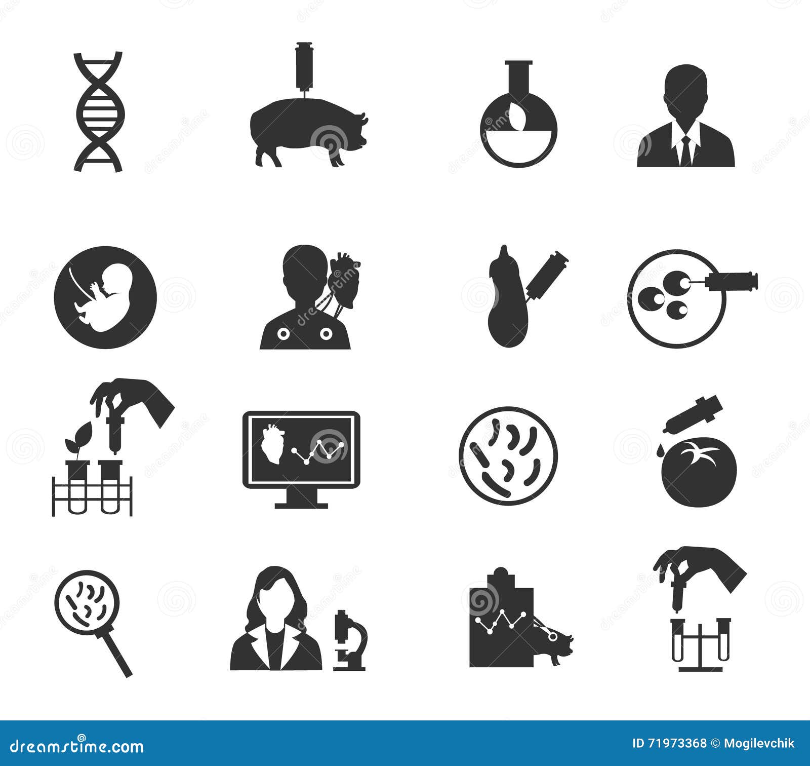 Biotechnology Icon Set stock vector. Illustration of experiment - 71973368