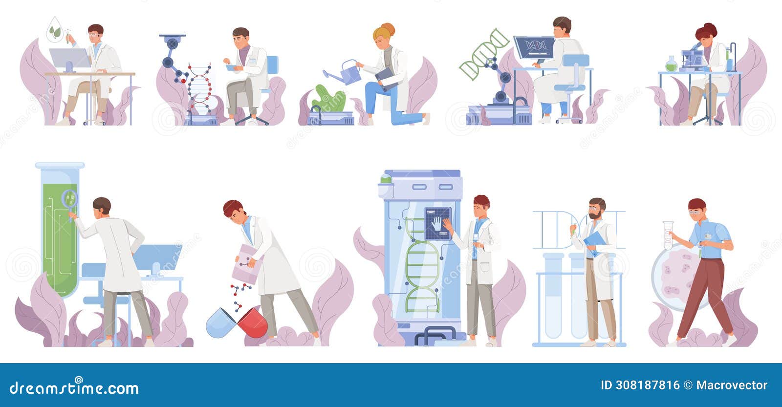 Biotechnology Icons in Flat Design Stock Photo - Image of scientific ...