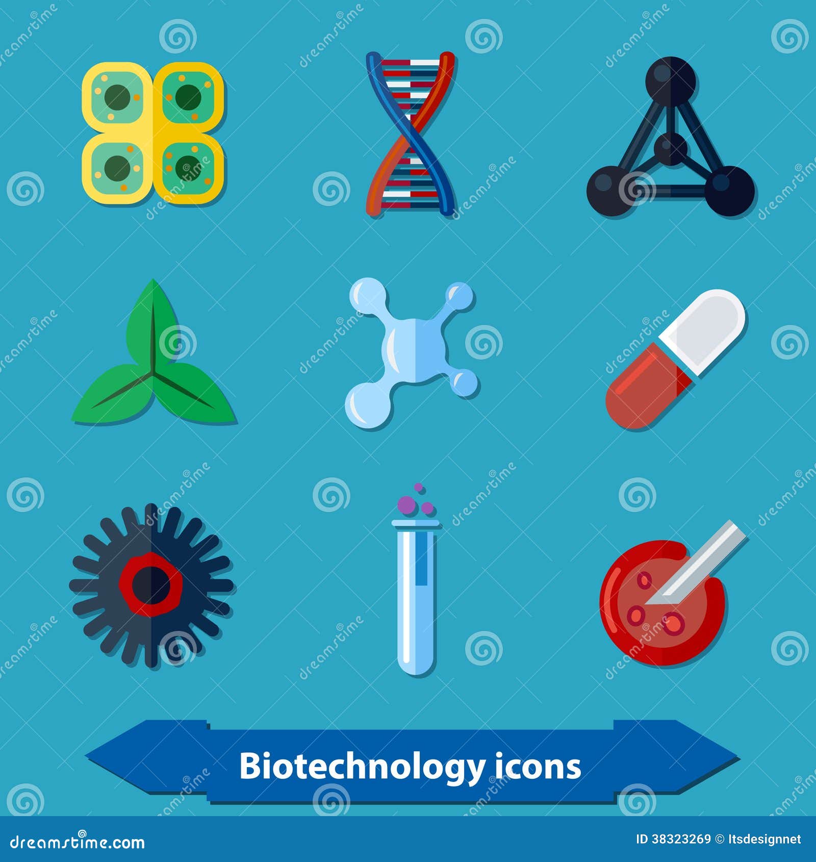 Biotechnology icons flat stock vector. Illustration of tech - 38323269