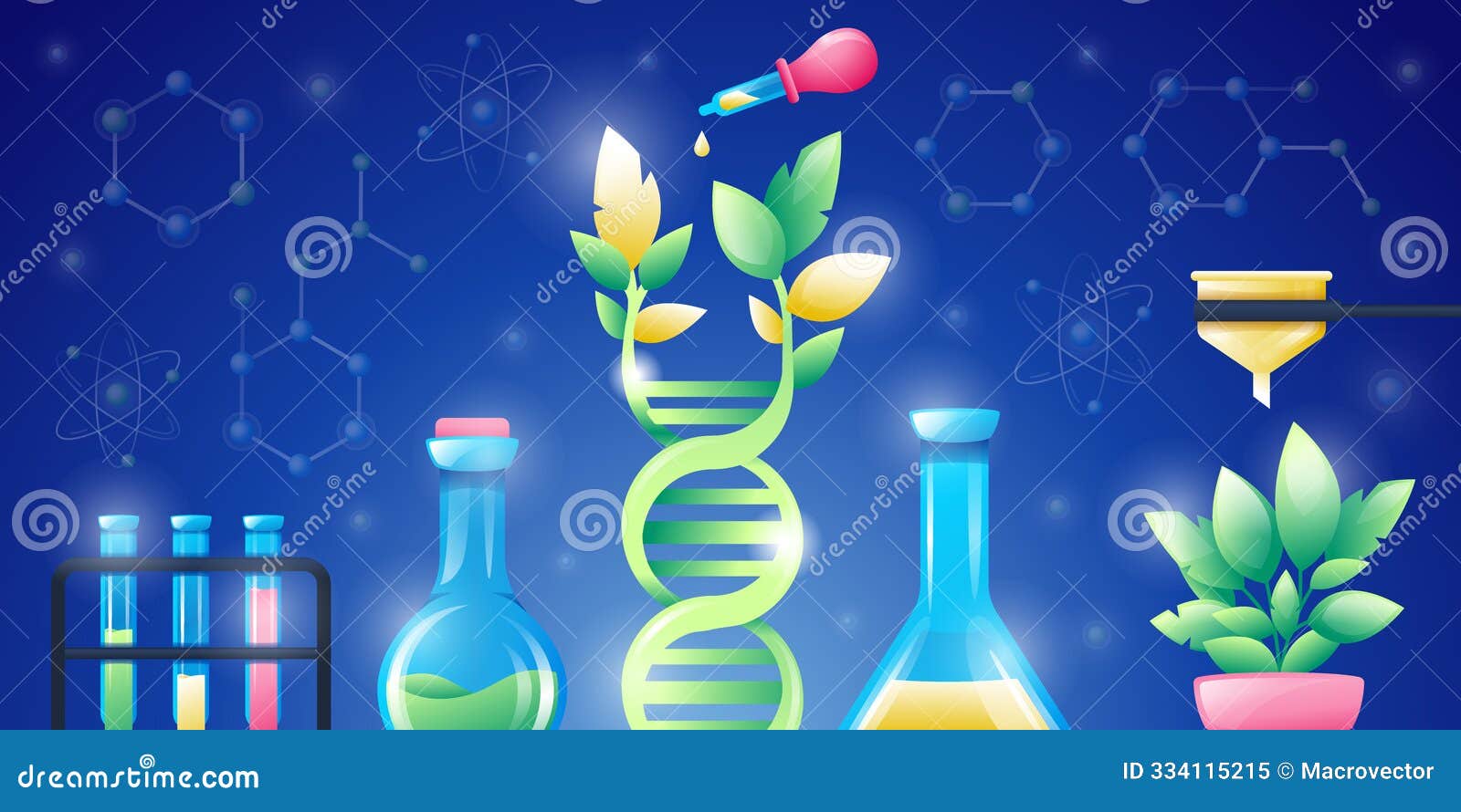Biotechnology Illustration in Gradient Style Stock Illustration ...