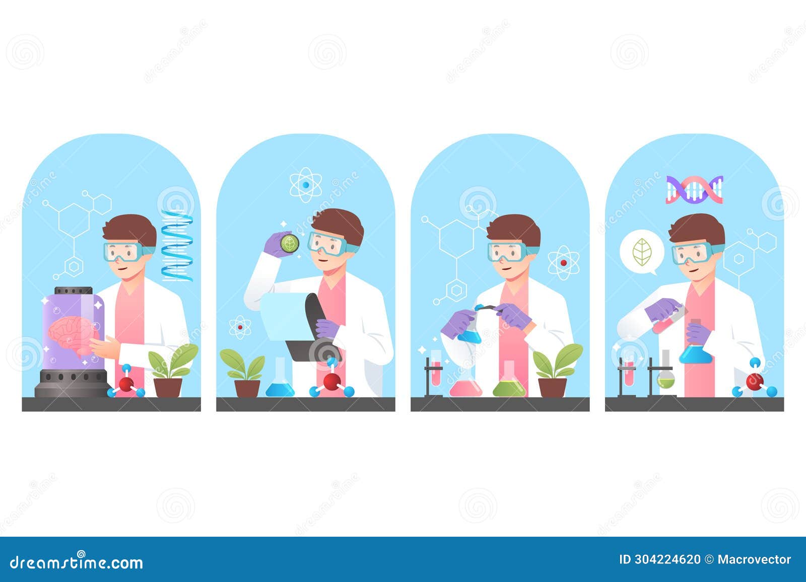 Biotechnology Illustrations in Flat Design Stock Illustration ...