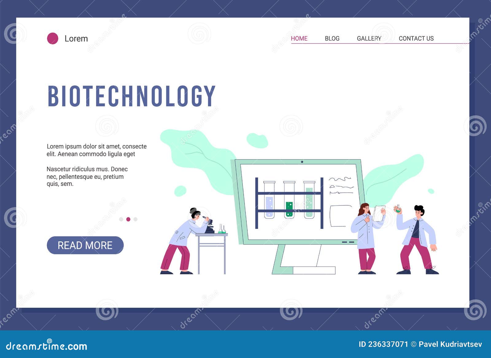Biotechnology Lab Research and Development Website, Flat Vector ...