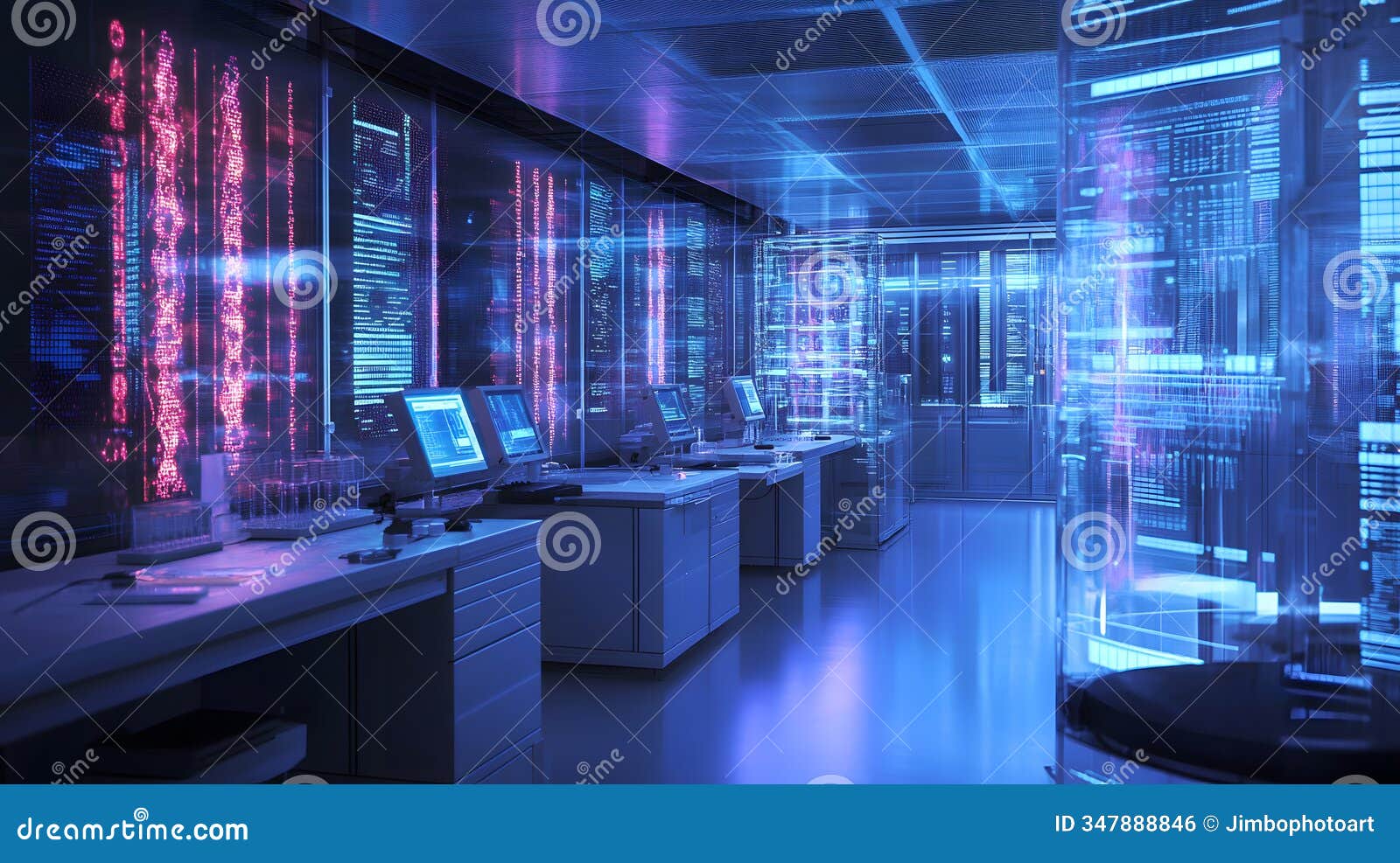 Biotechnology Lab Transparent Digital Screens Stock Illustration ...