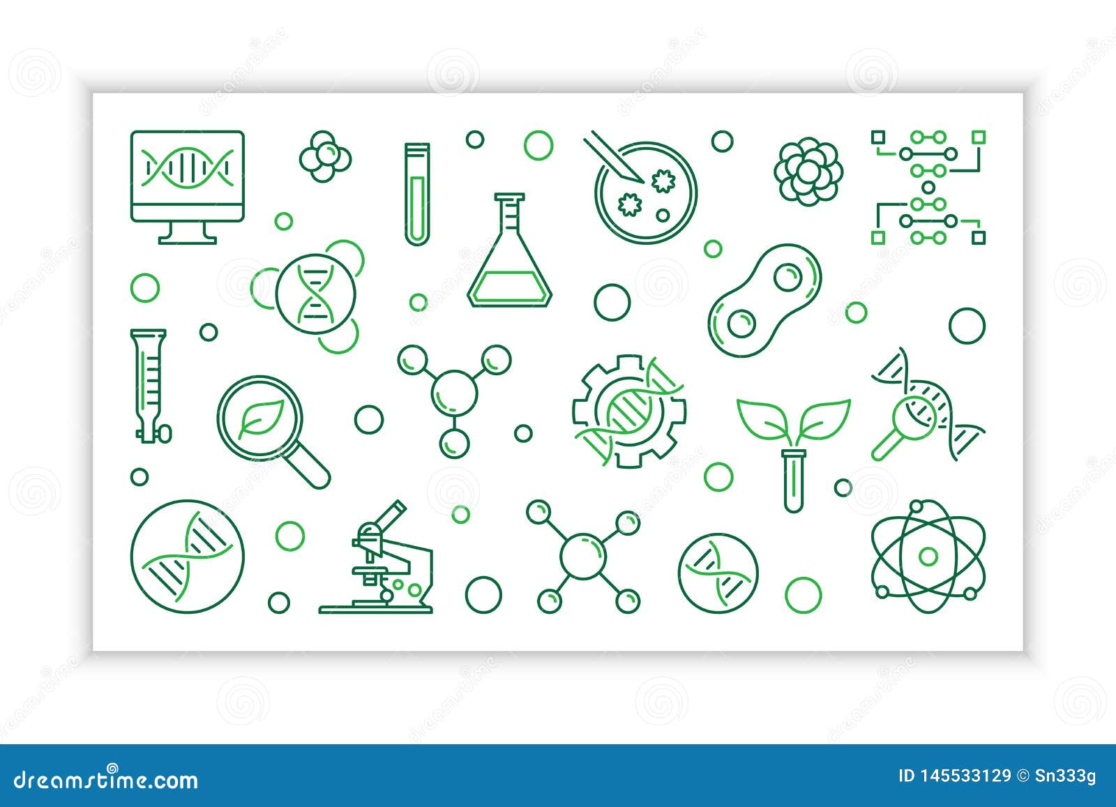 Biotechnology Linear Banner. Vector Biotech Illustration Stock Vector ...