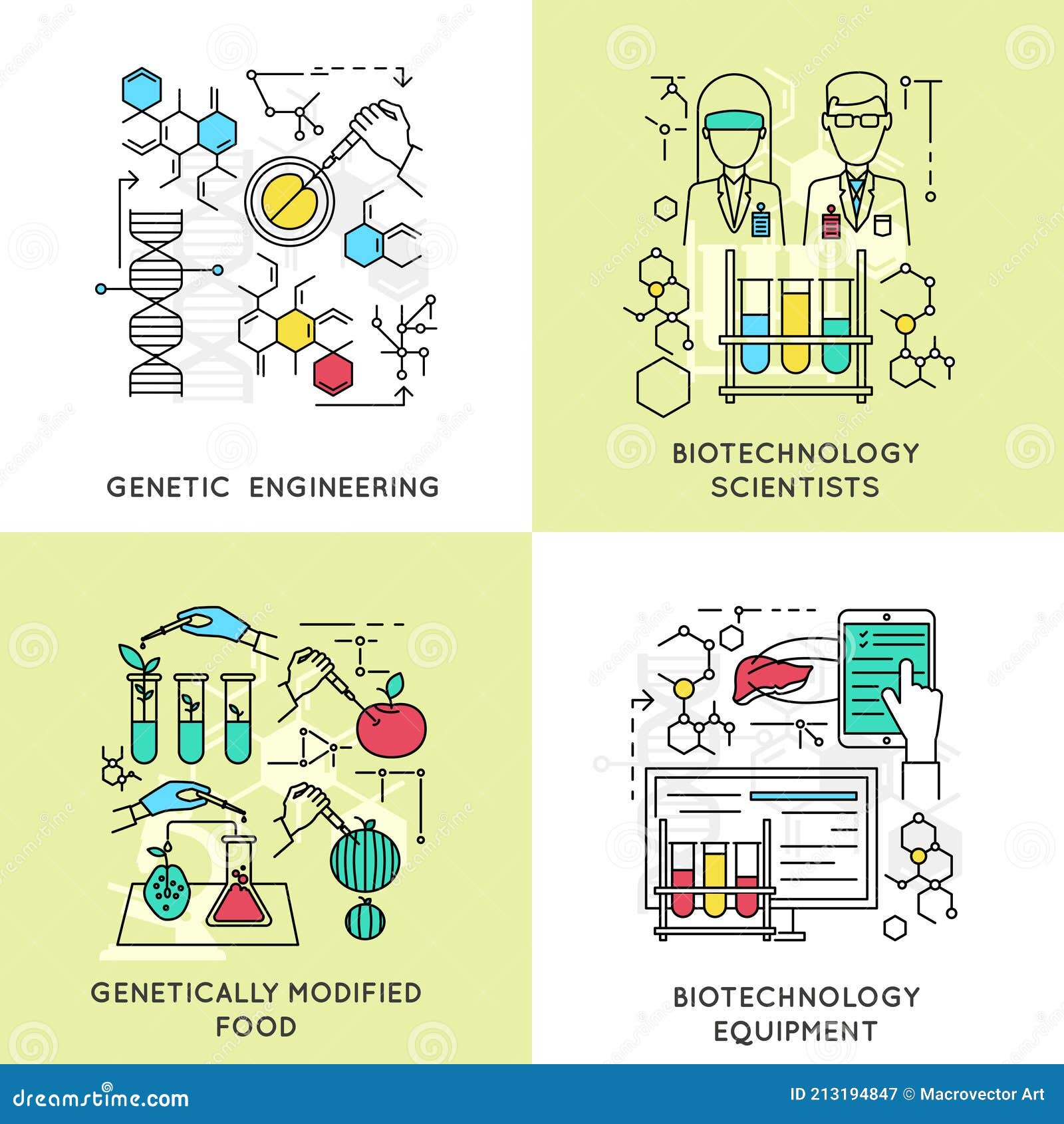 Biotechnology Linear Compositions Stock Vector - Illustration of ...