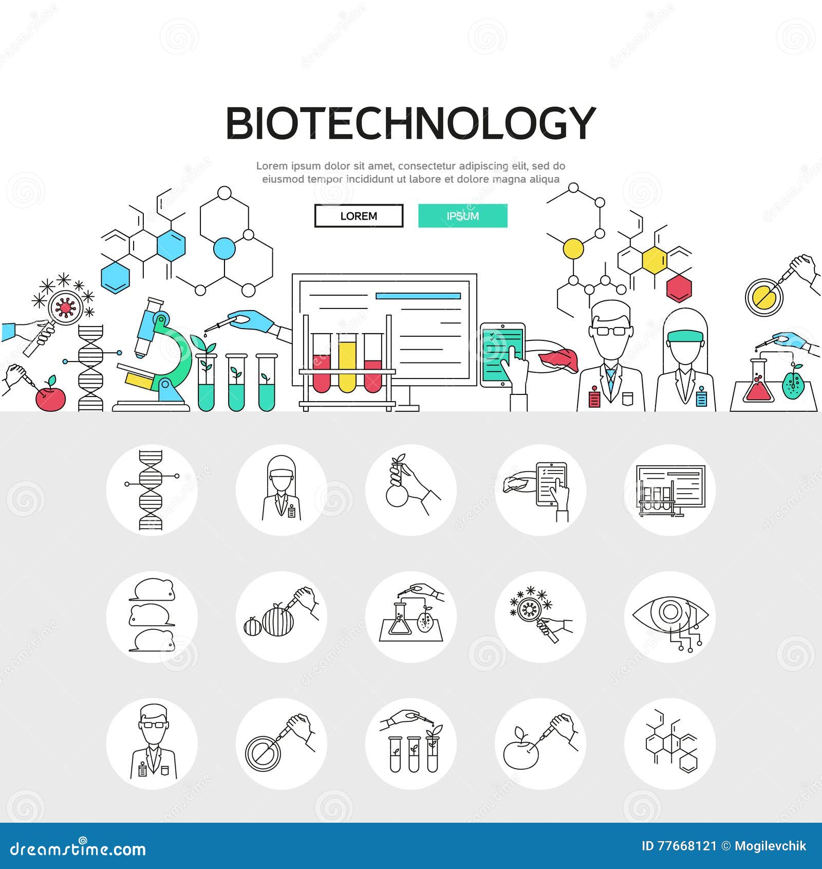 Biotechnology Linear Concept Stock Vector - Illustration of design ...