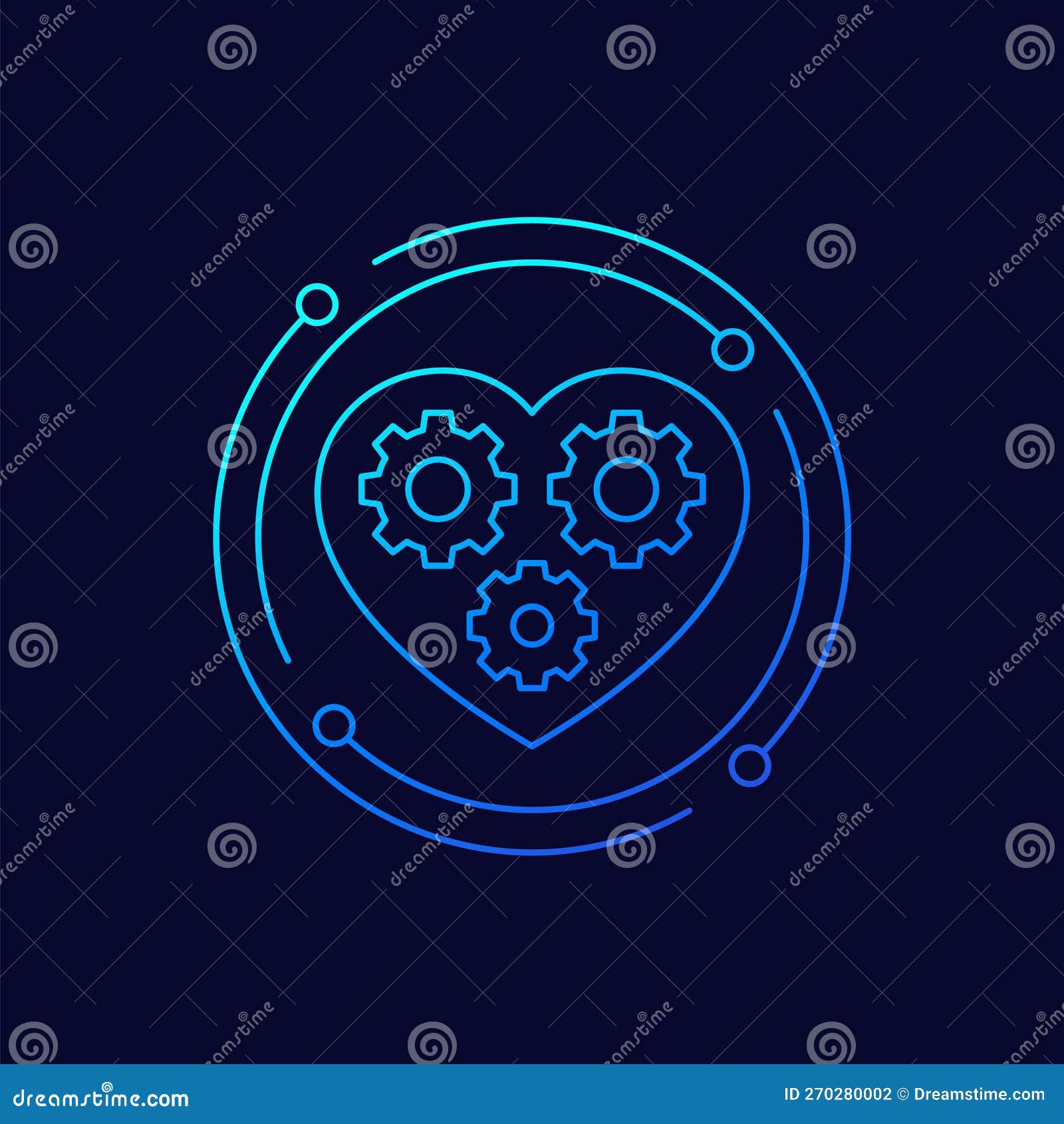 Biotechnology Linear Icon with Heart and Gears Stock Vector ...
