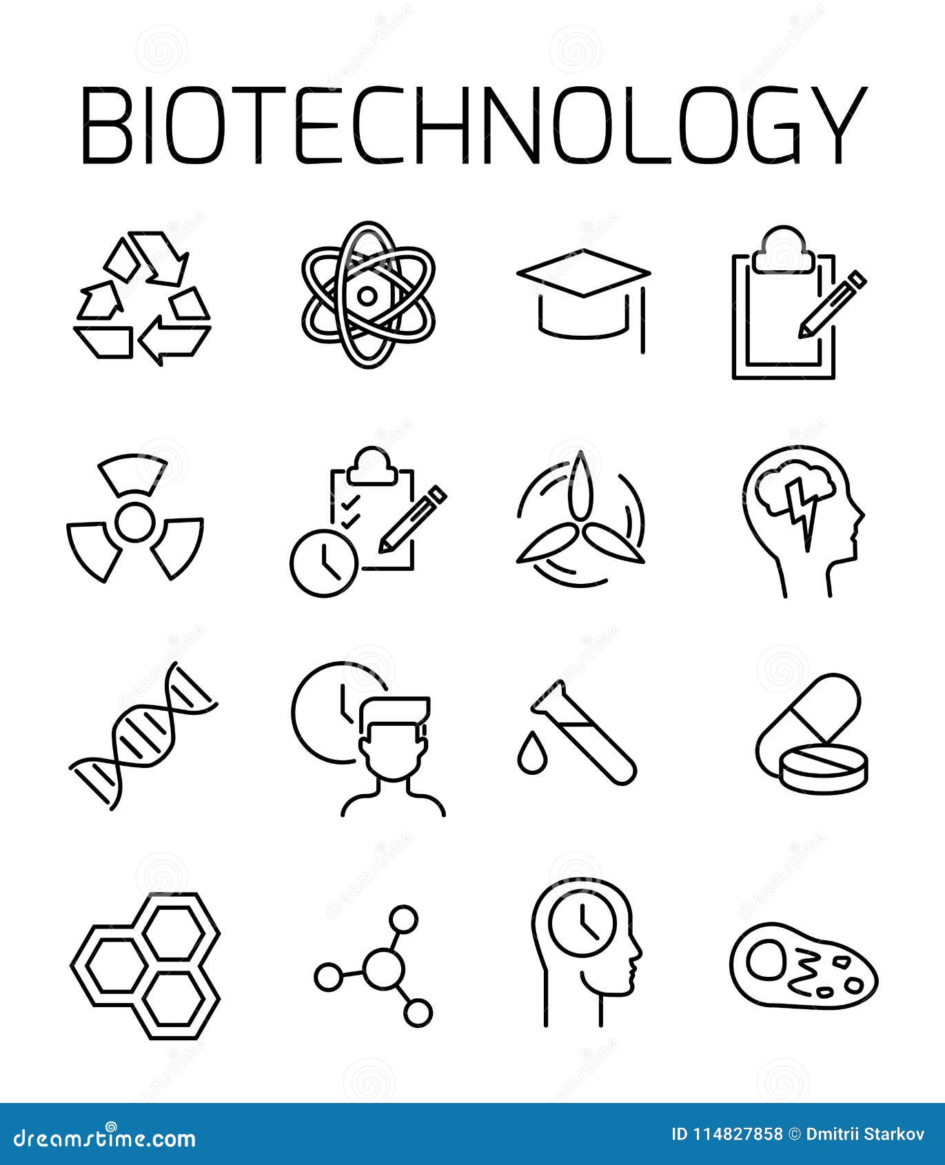 Biotechnology Related Vector Icon Set. Stock Vector - Illustration of ...