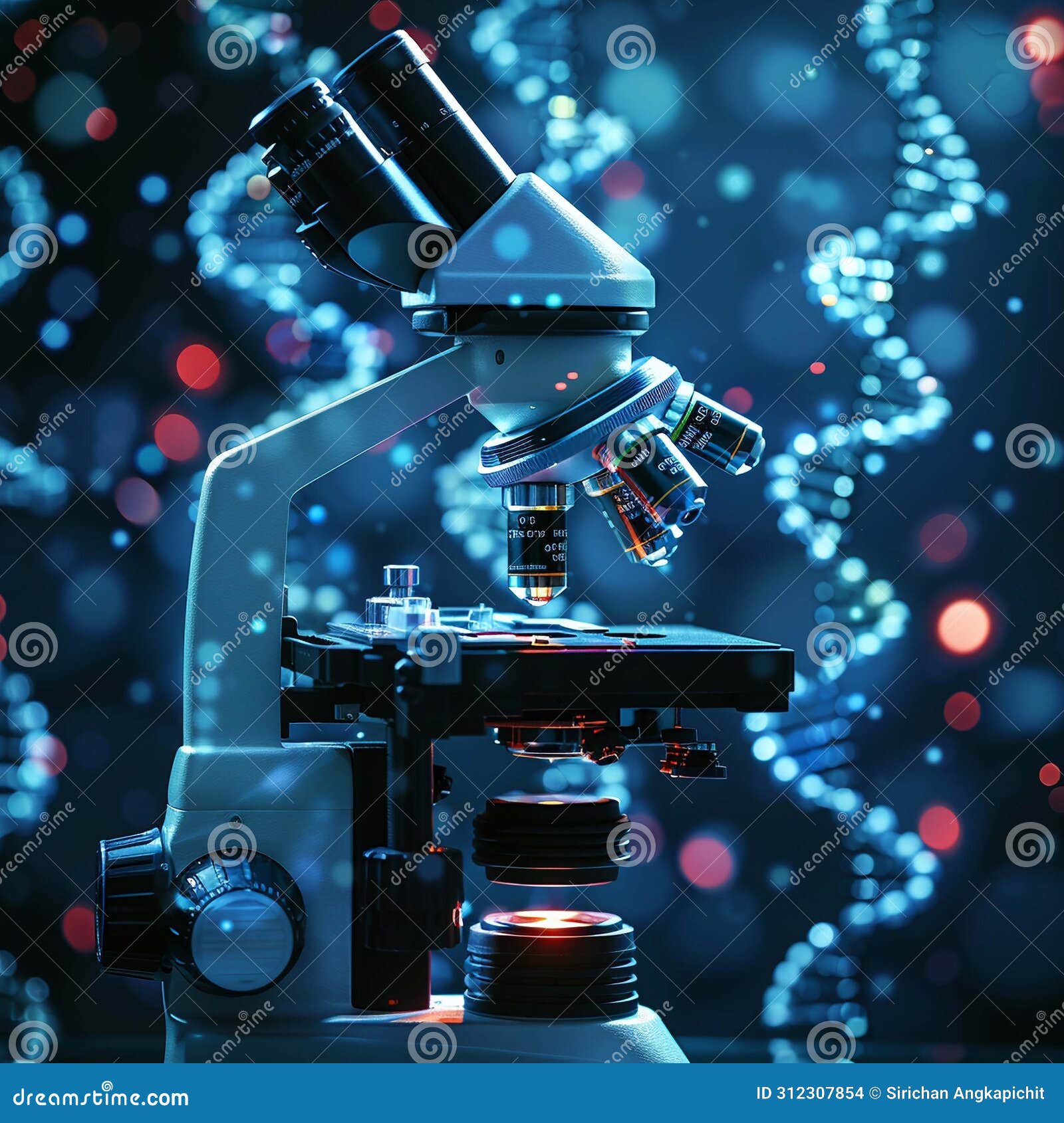 Biotechnology Research on a Molecular Level Samples Under a Microscope ...