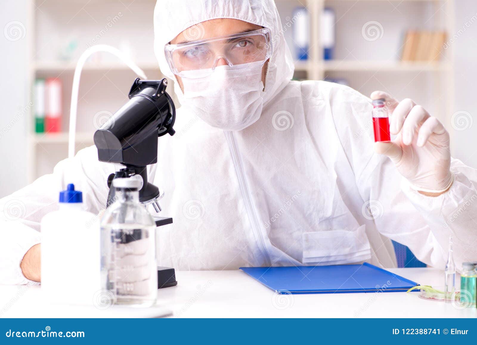 The Biotechnology Scientist Chemist Working in Lab Stock Image - Image ...
