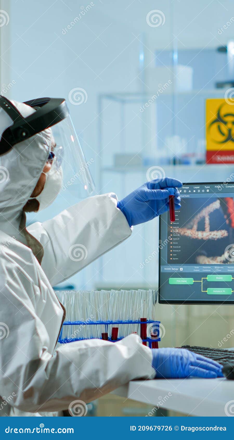 Biotechnology Scientist Wearing Ppe Suit Researching in Equipped ...