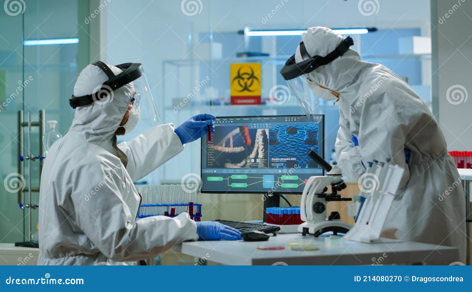 Biotechnology Scientist Wearing Ppe Suit Researching in Equipped ...