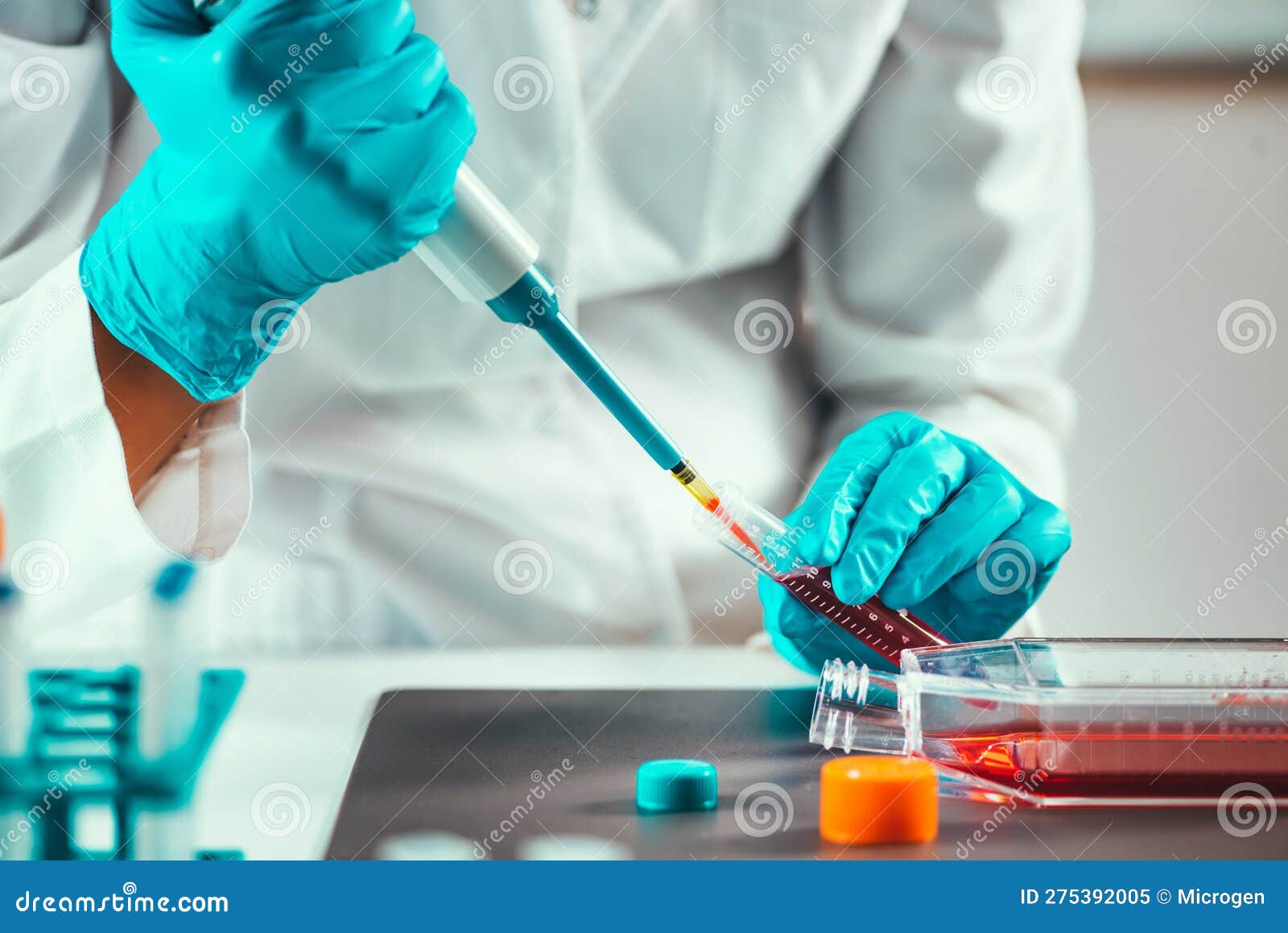 Biotechnology. Scientist Working in Biotech Laboratory Stock Image ...