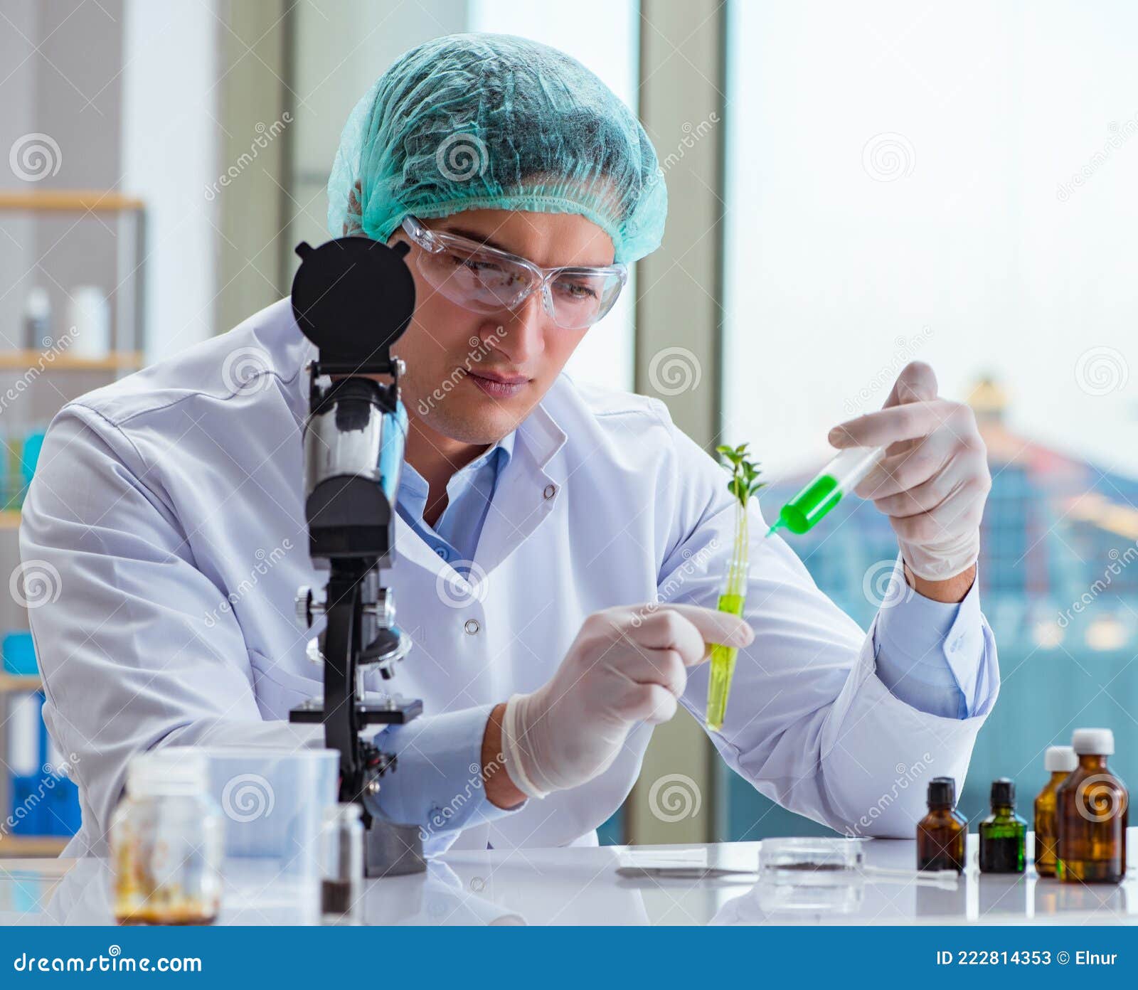Biotechnology Scientist Working in the Lab Stock Image - Image of flask ...
