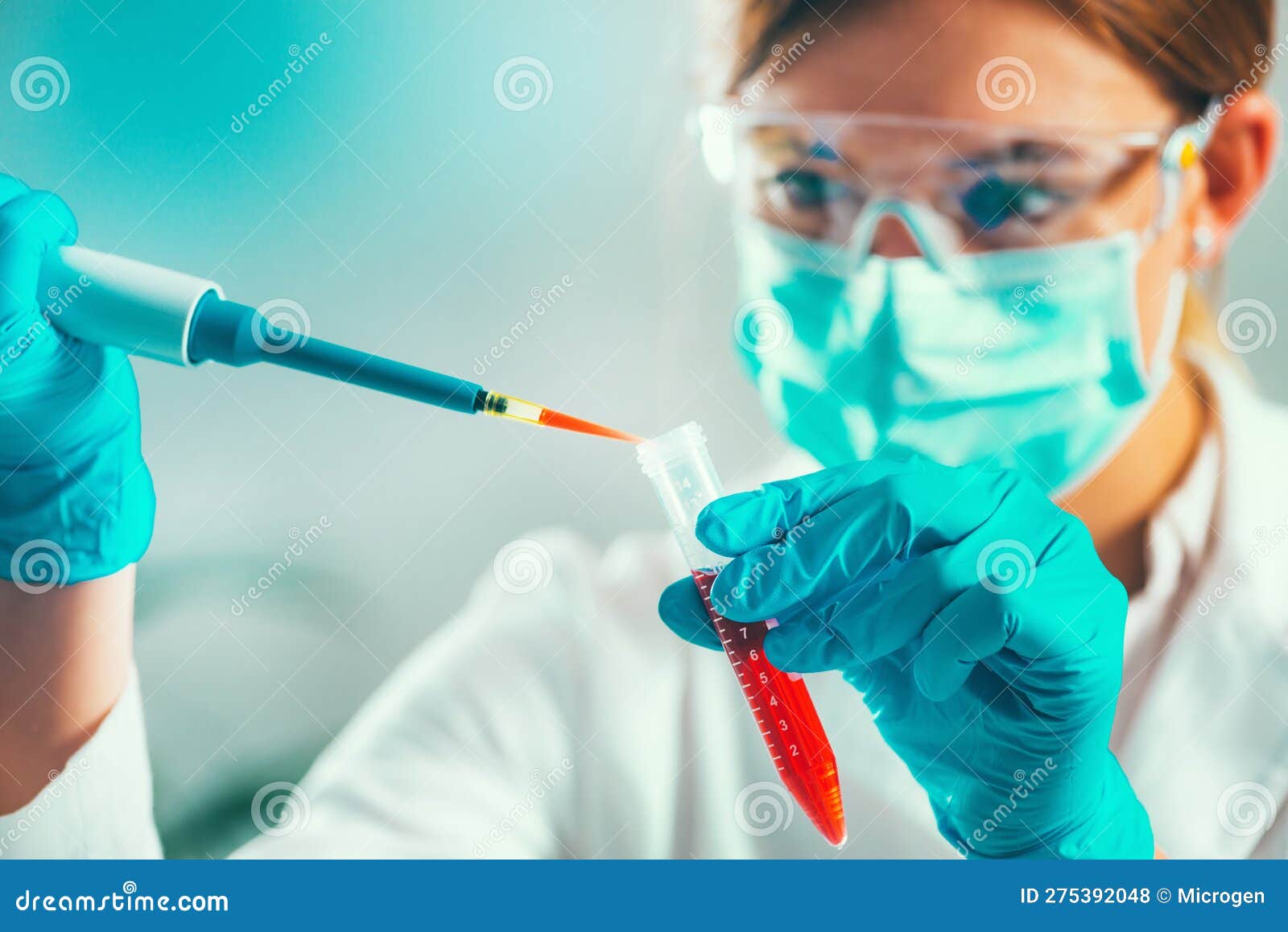 Biotechnology. Technician Working with Pipette Stock Photo - Image of ...