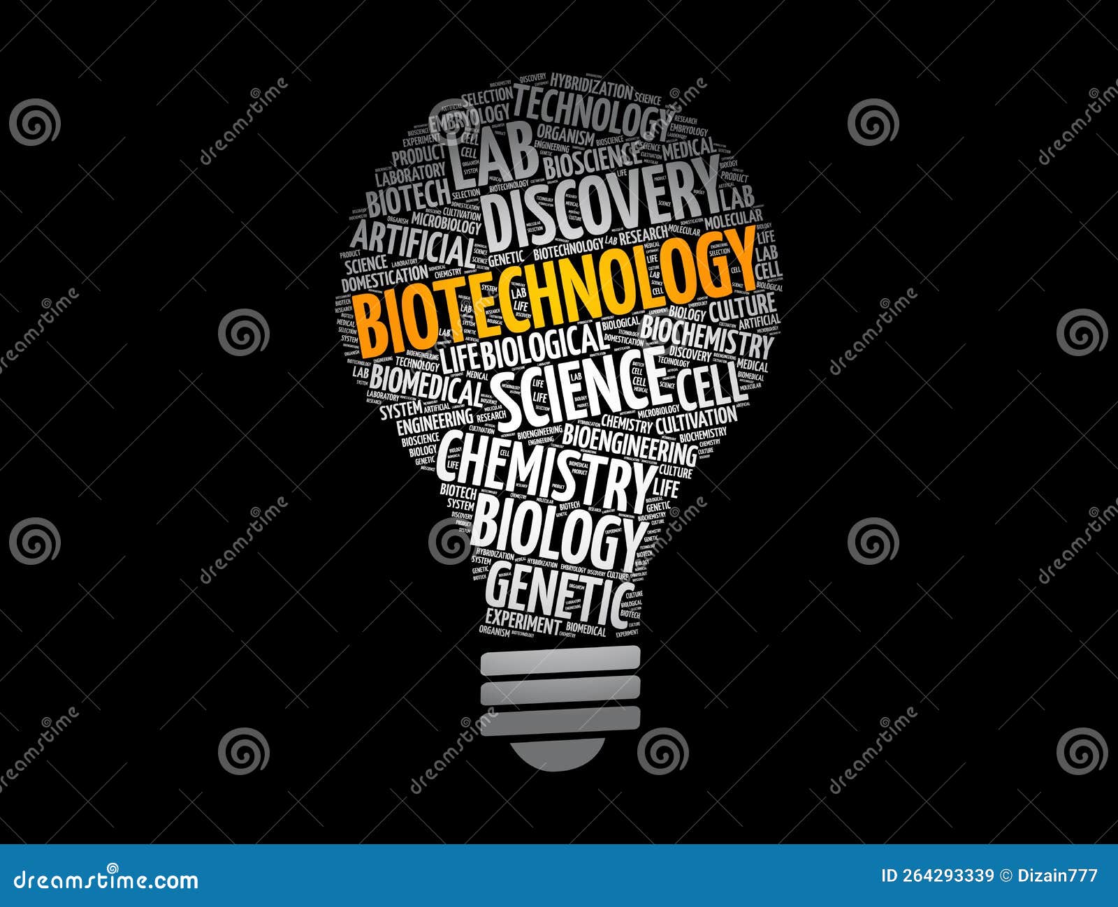 Biotechnology Word Cloud Light Bulb, Concept Background Stock ...