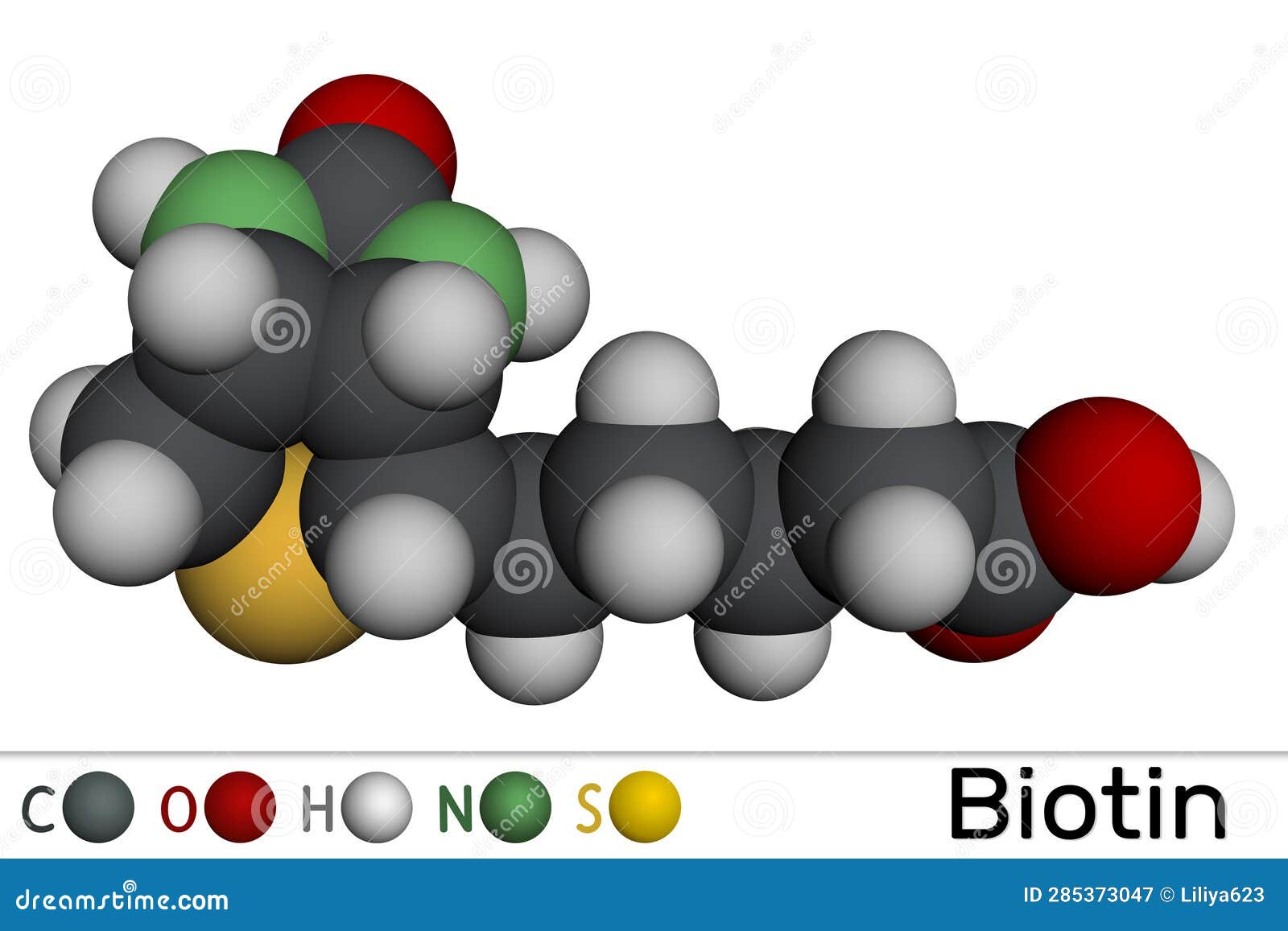 Biotin Molecule, Vitamin B7 Molecular Structure, Isolated 3d Model Van ...