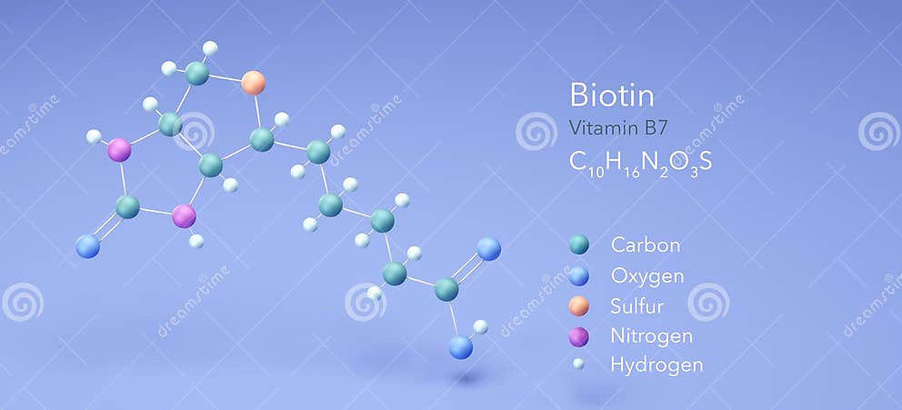 Biotin, Vitamin B7, Molecular Structures, 3d Rendering, Structural ...