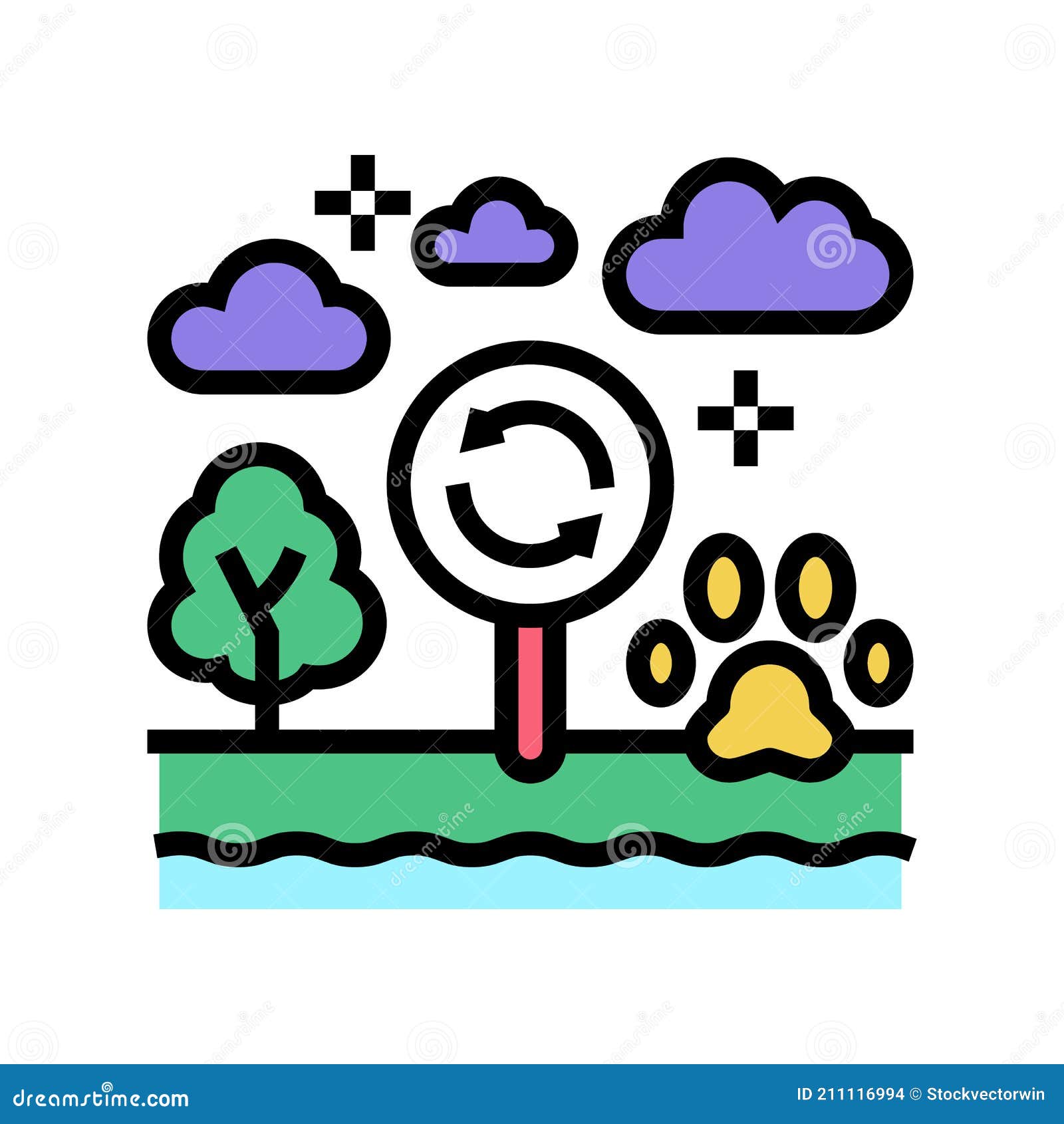 Biotope Ecosystem Color Icon Vector Illustration Stock Vector ...