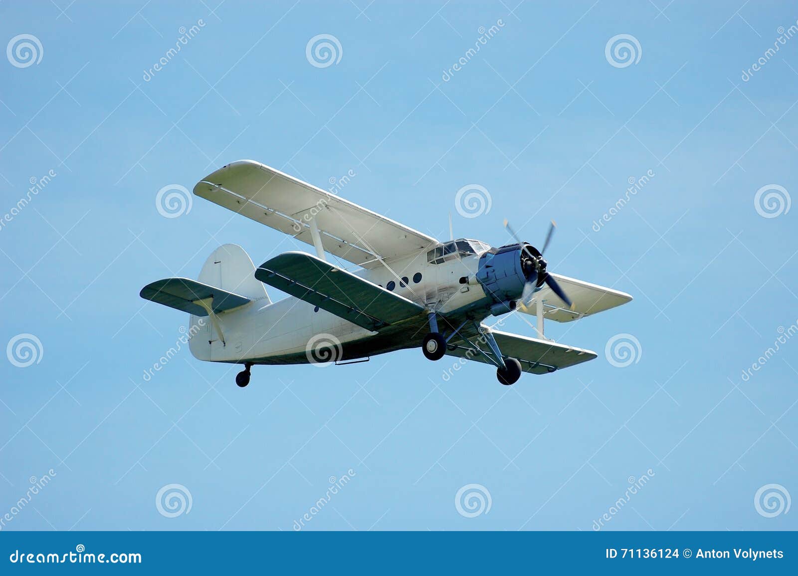 Red Biplane Aircraft In The Blue Sky Royalty-Free Stock Photography ...