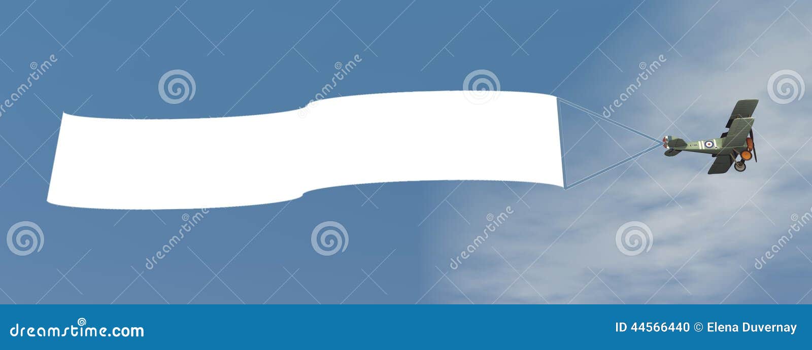 Biplane Aircraft Pulling Advertisement Banner - 3D Stock Illustration ...