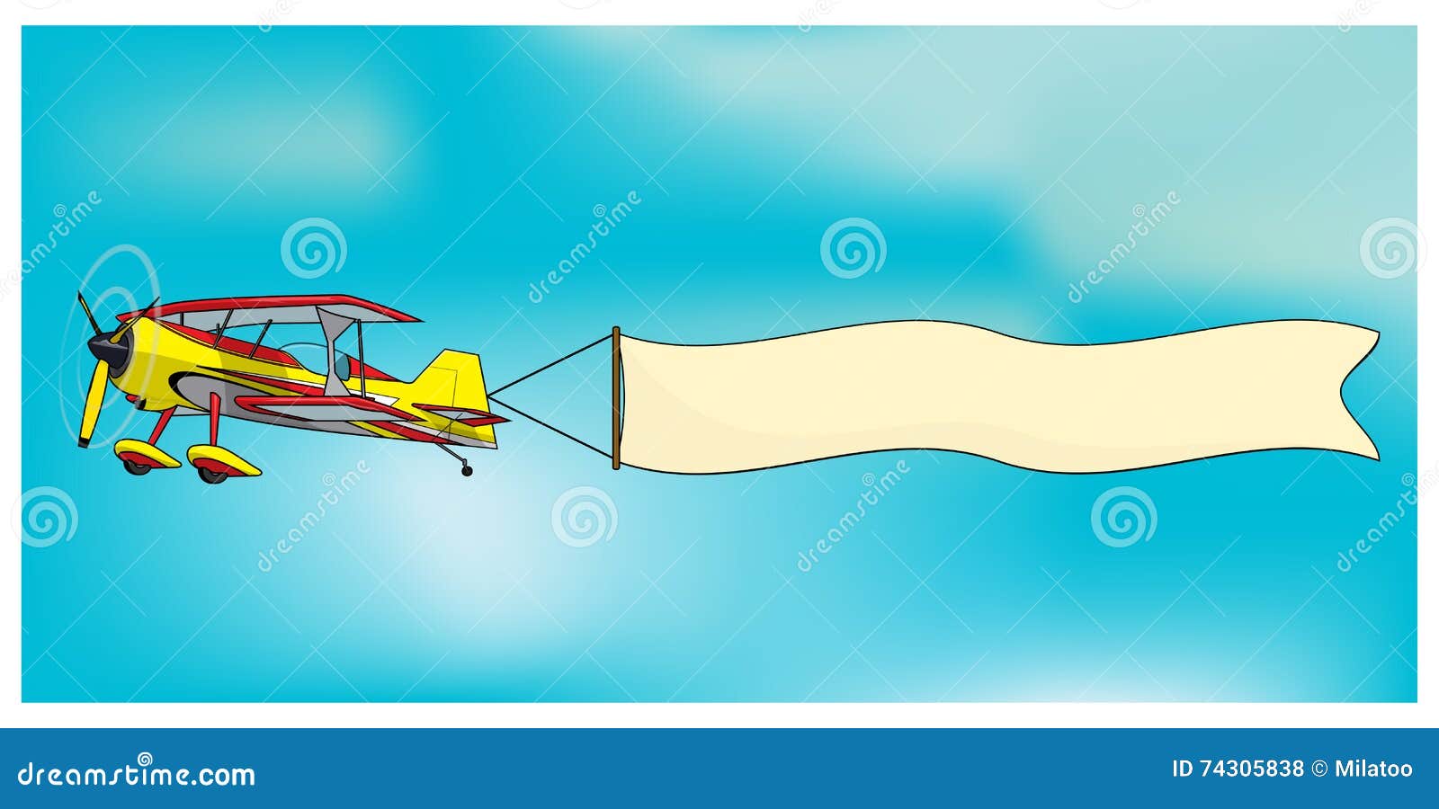 Biplane Aircraft Pulling Advertisement Banner Stock Vector ...