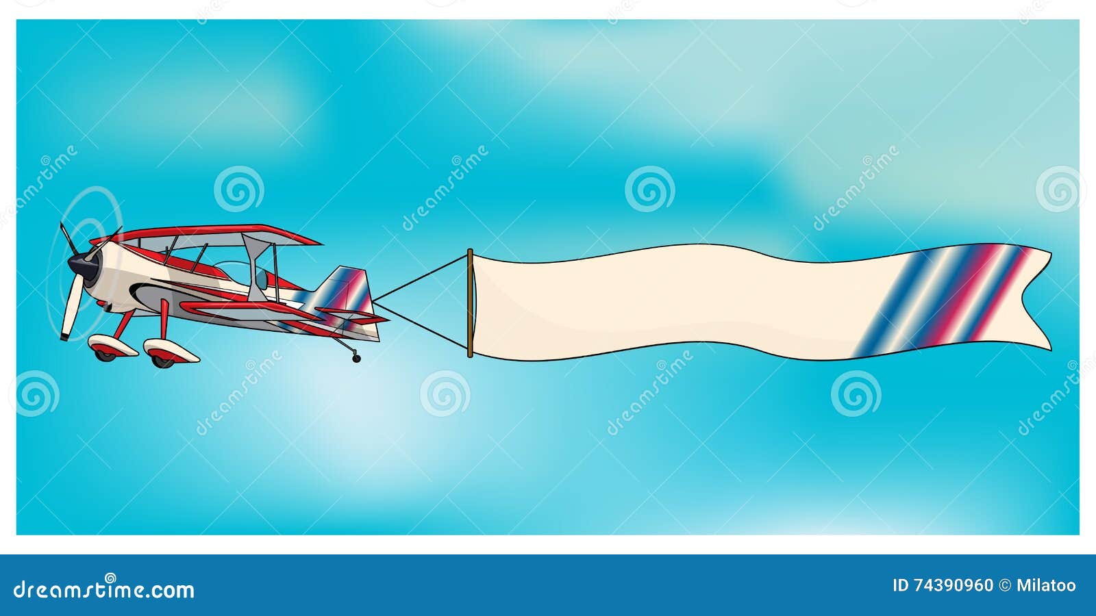 Biplane Aircraft Pulling Advertisement Banner Stock Vector ...