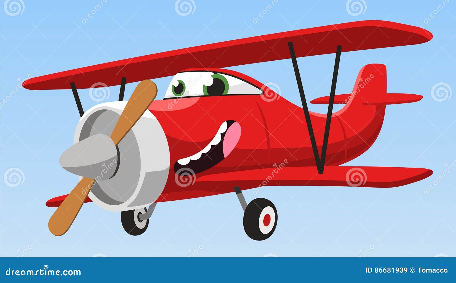 Biplane Airplane Cartoon | CartoonDealer.com #86681939