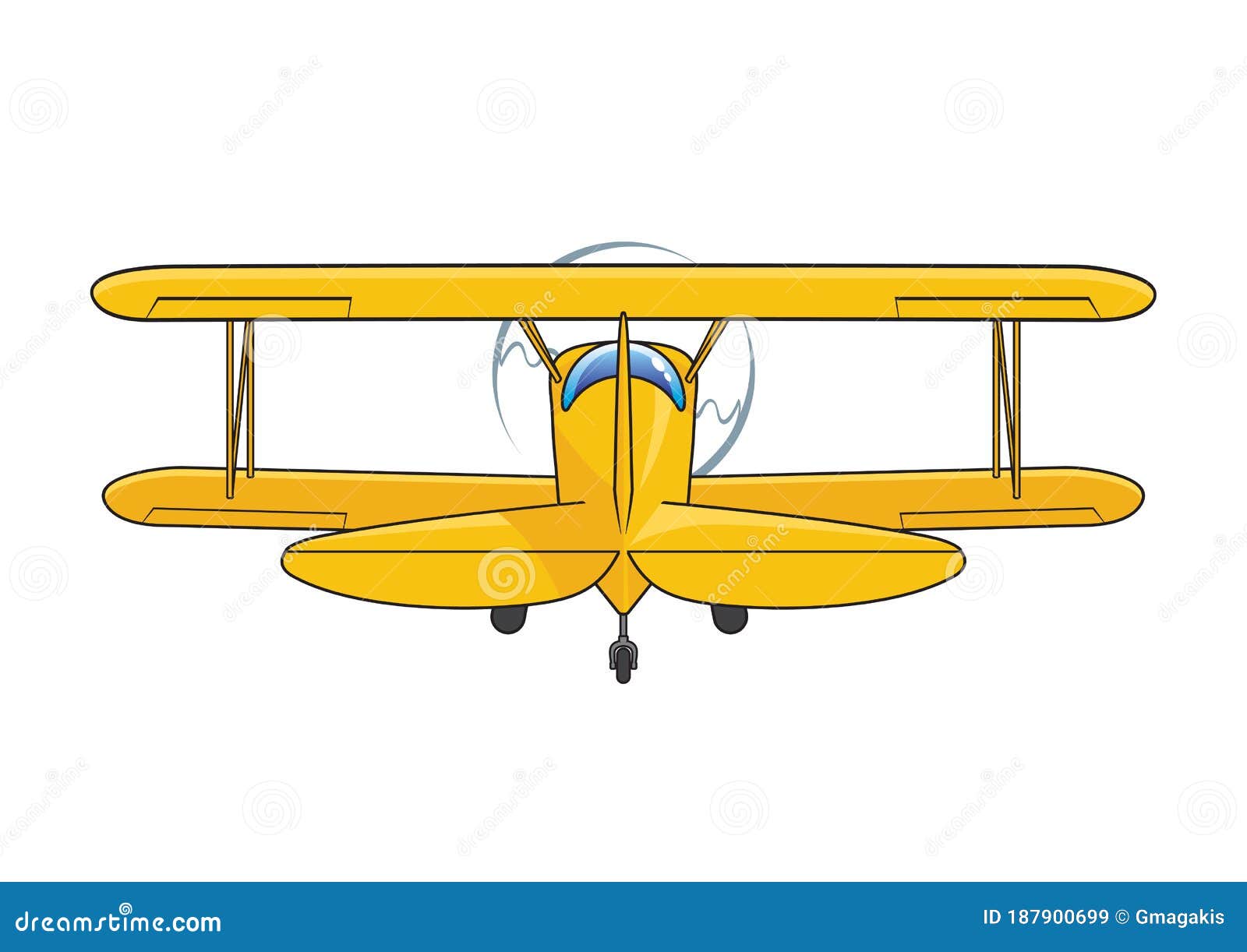 Biplane back view stock illustration. Illustration of yellow - 187900699