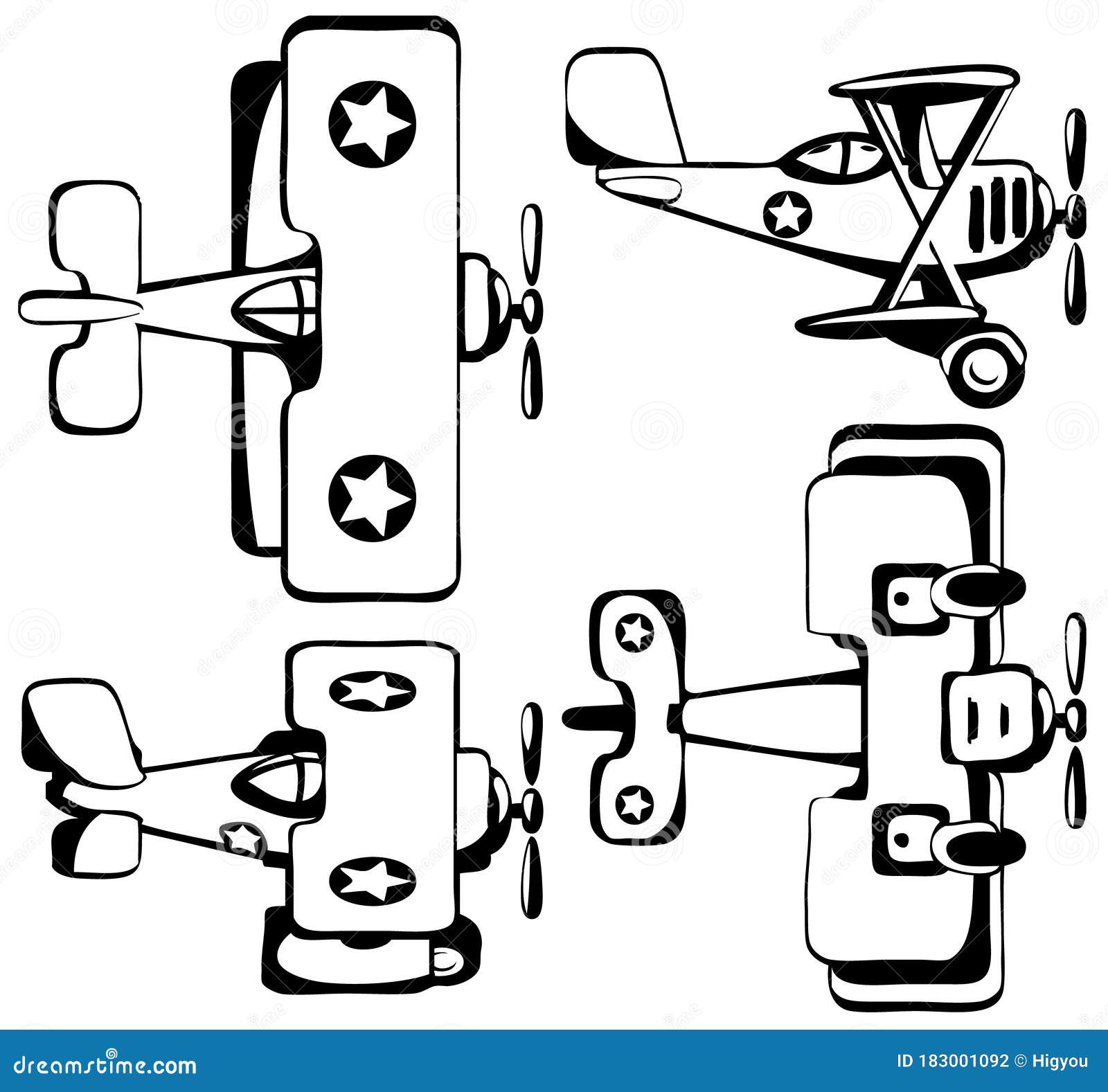 Biplane Cartoon Stencil stock vector. Illustration of poses - 183001092