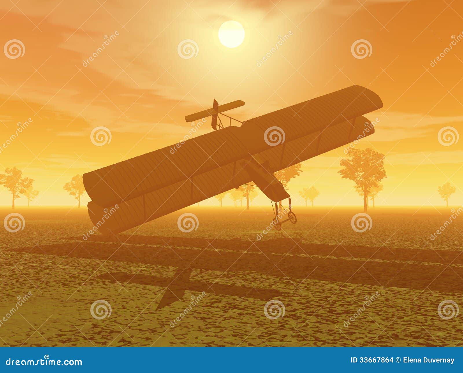 Biplane crash - 3D render stock illustration. Illustration of hazard ...
