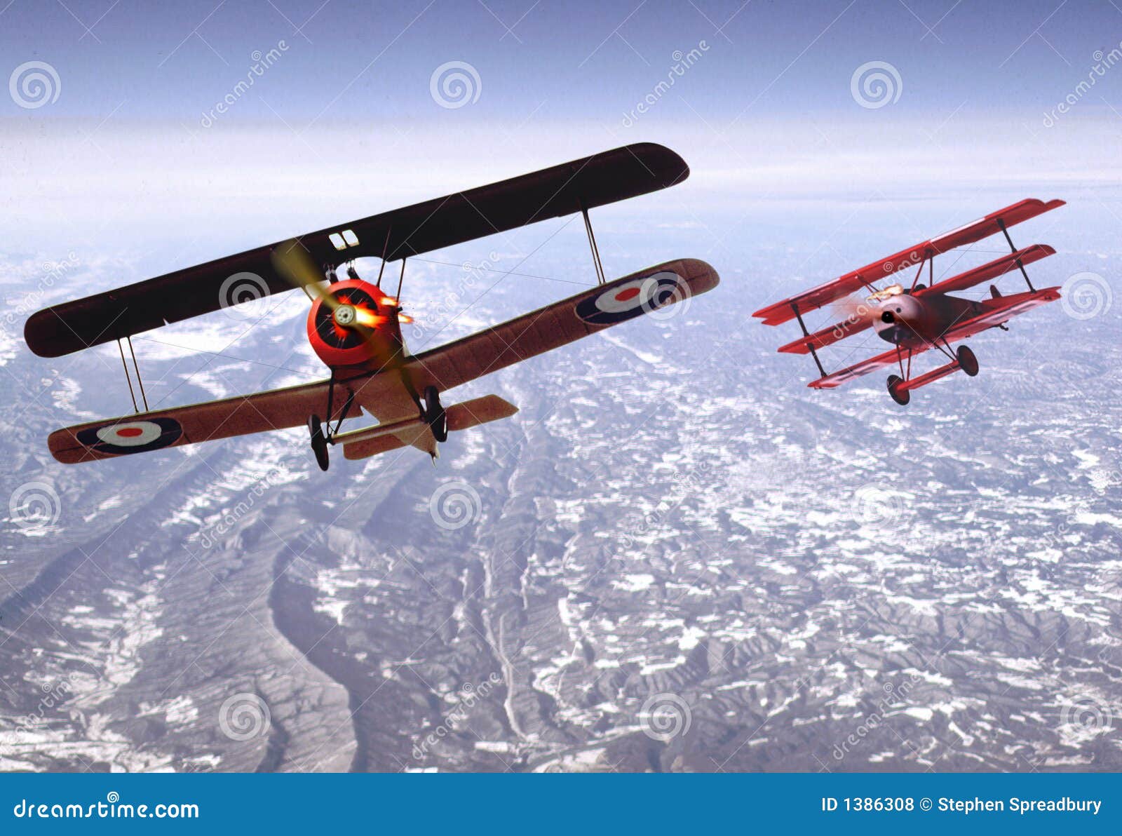 Biplane Dogfight stock illustration. Illustration of action - 1386308