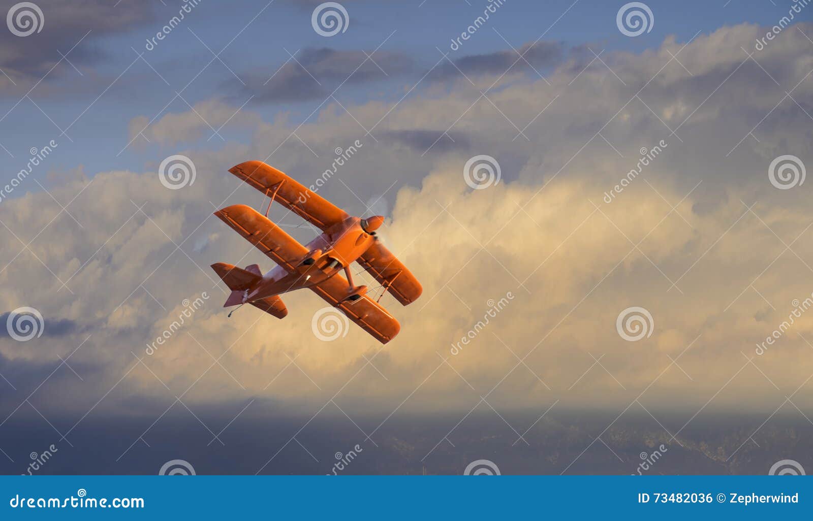 Biplane stock photo. Image of airplane, flying, dusk - 73482036