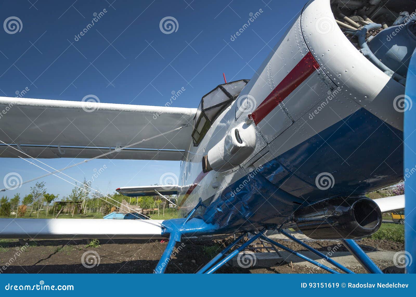 Biplane Front View Close-up View Stock Image - Image of aerodynamic ...