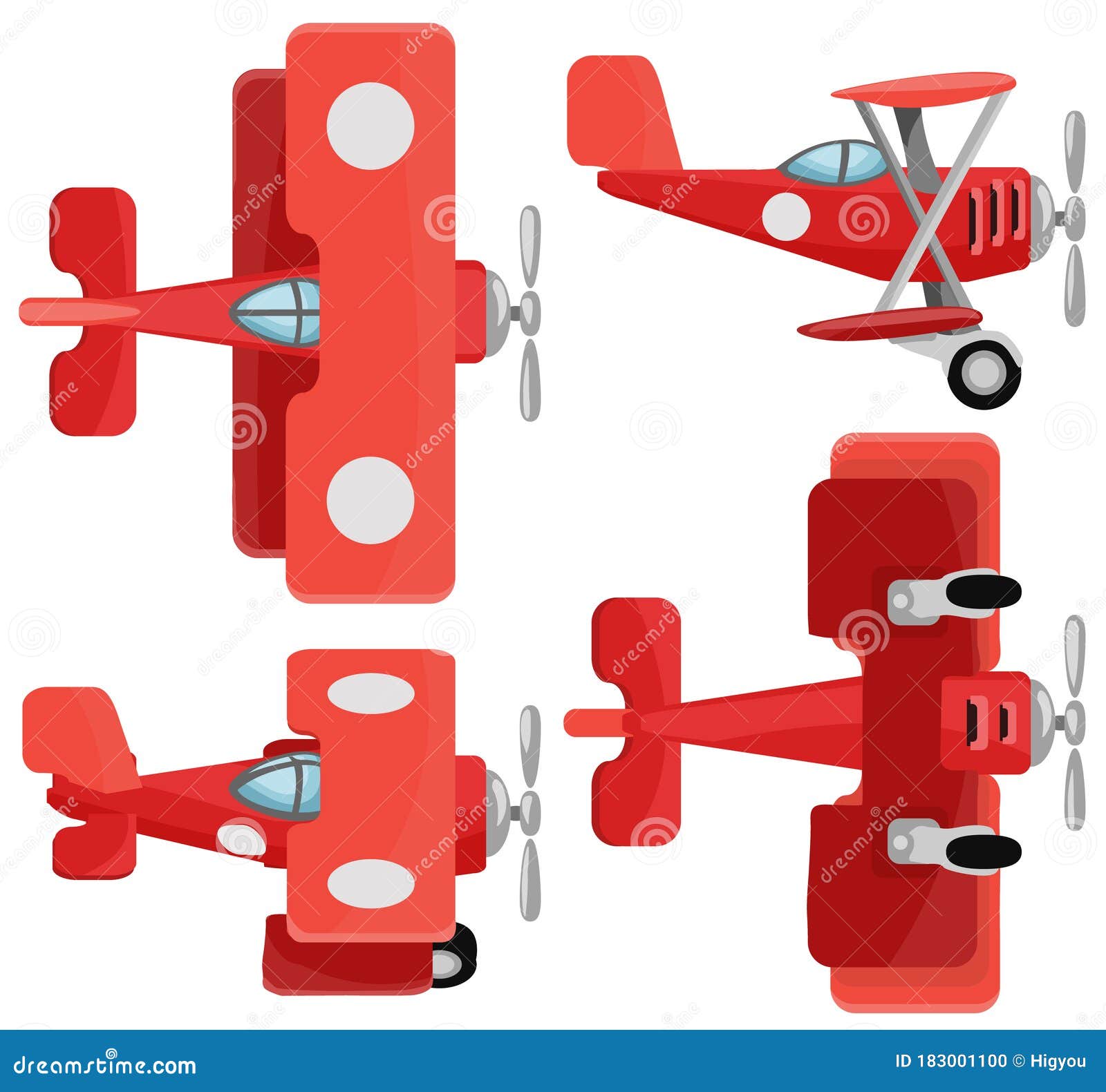 Biplane Red Cartoon stock vector. Illustration of cartoon - 183001100