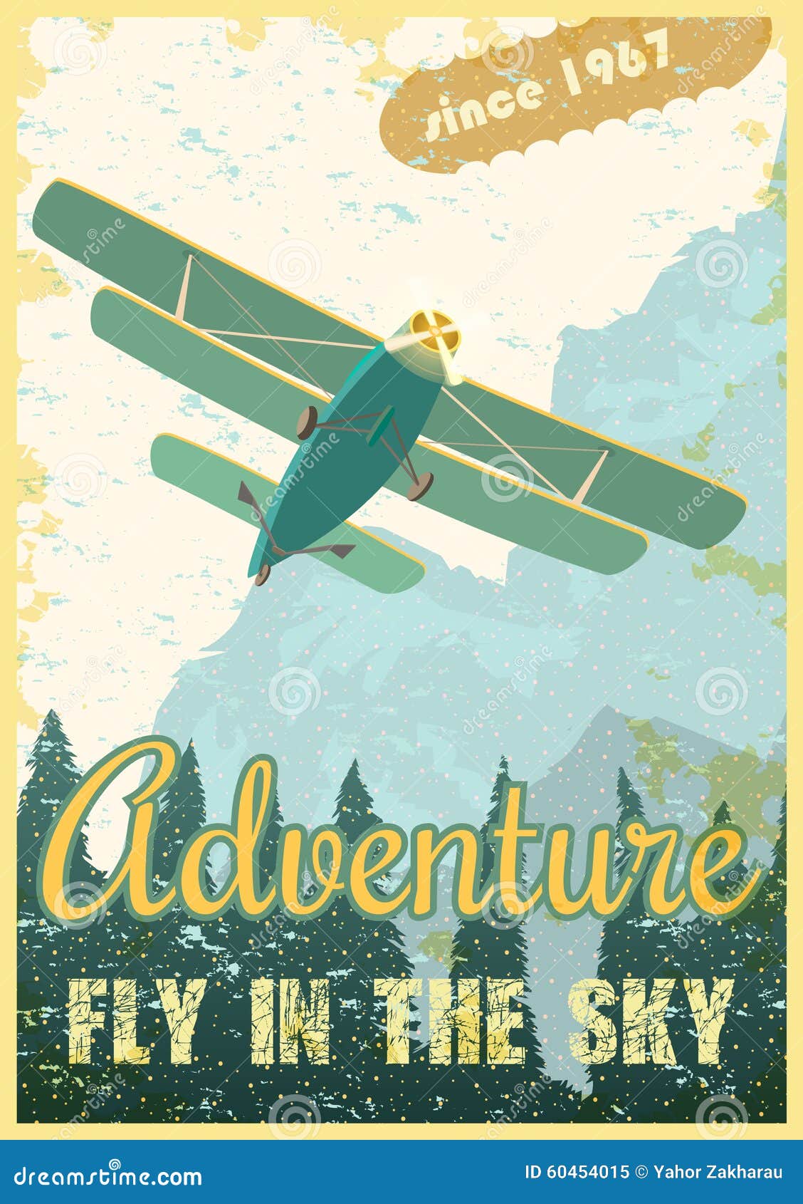 Biplane retro poster stock vector. Illustration of adventure - 60454015