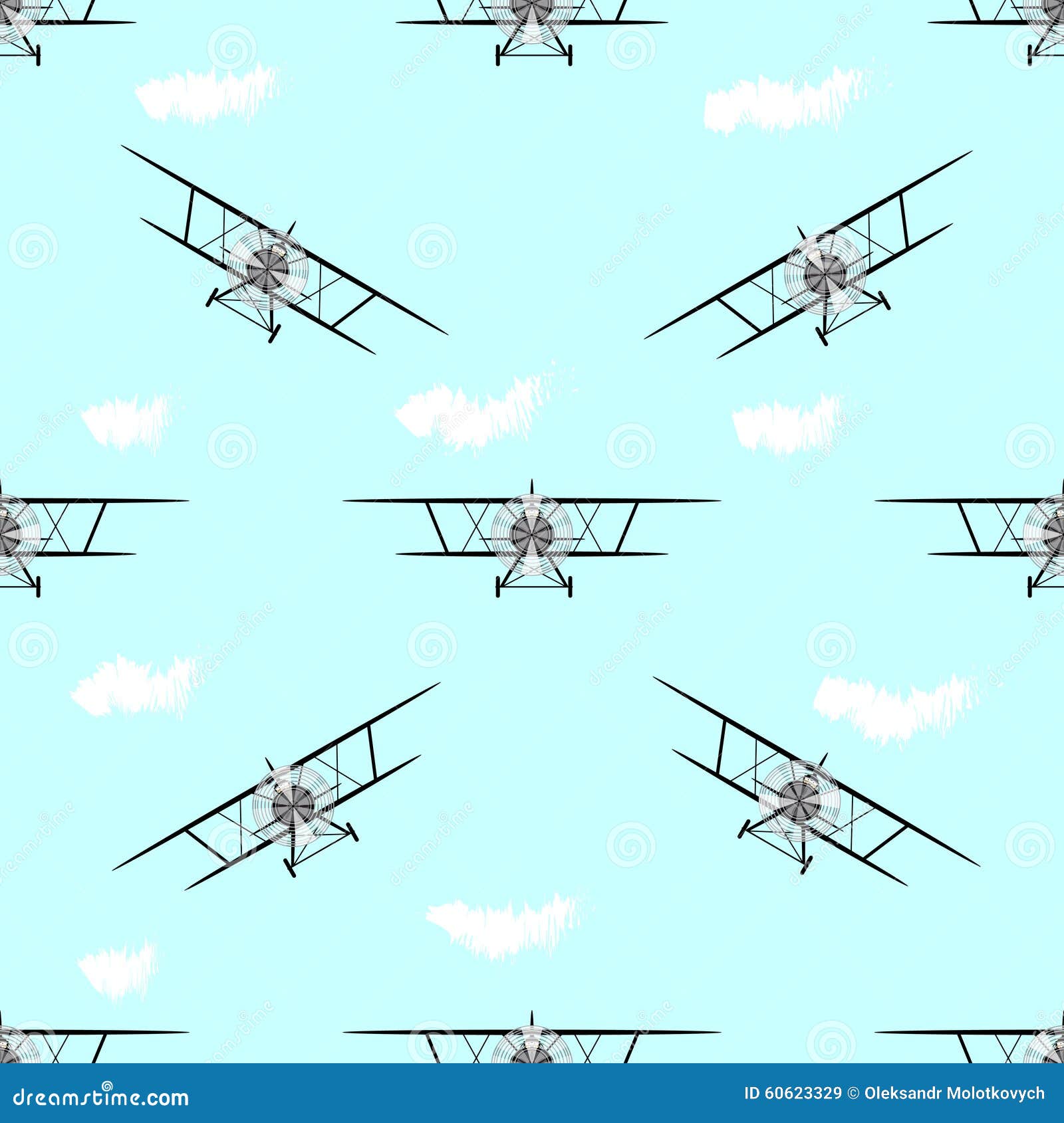 Biplane Seamless Pattern Background Stock Vector - Illustration of ...