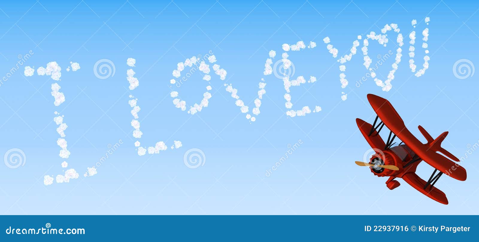 Biplane Sky Writing I Love You Stock Illustration - Illustration of ...